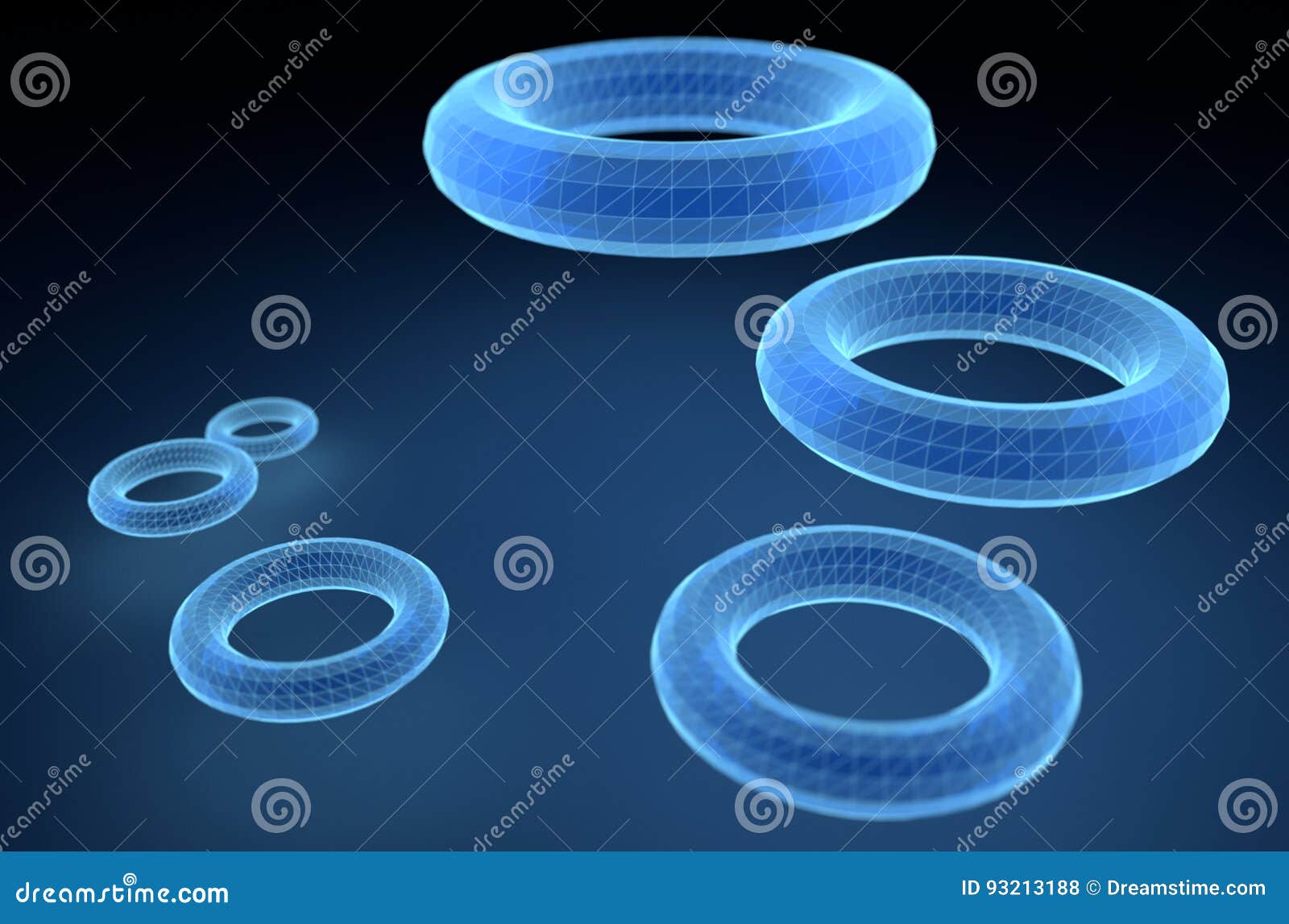 Electric Blue Torus Wireframes Stock Illustration - Illustration of ...