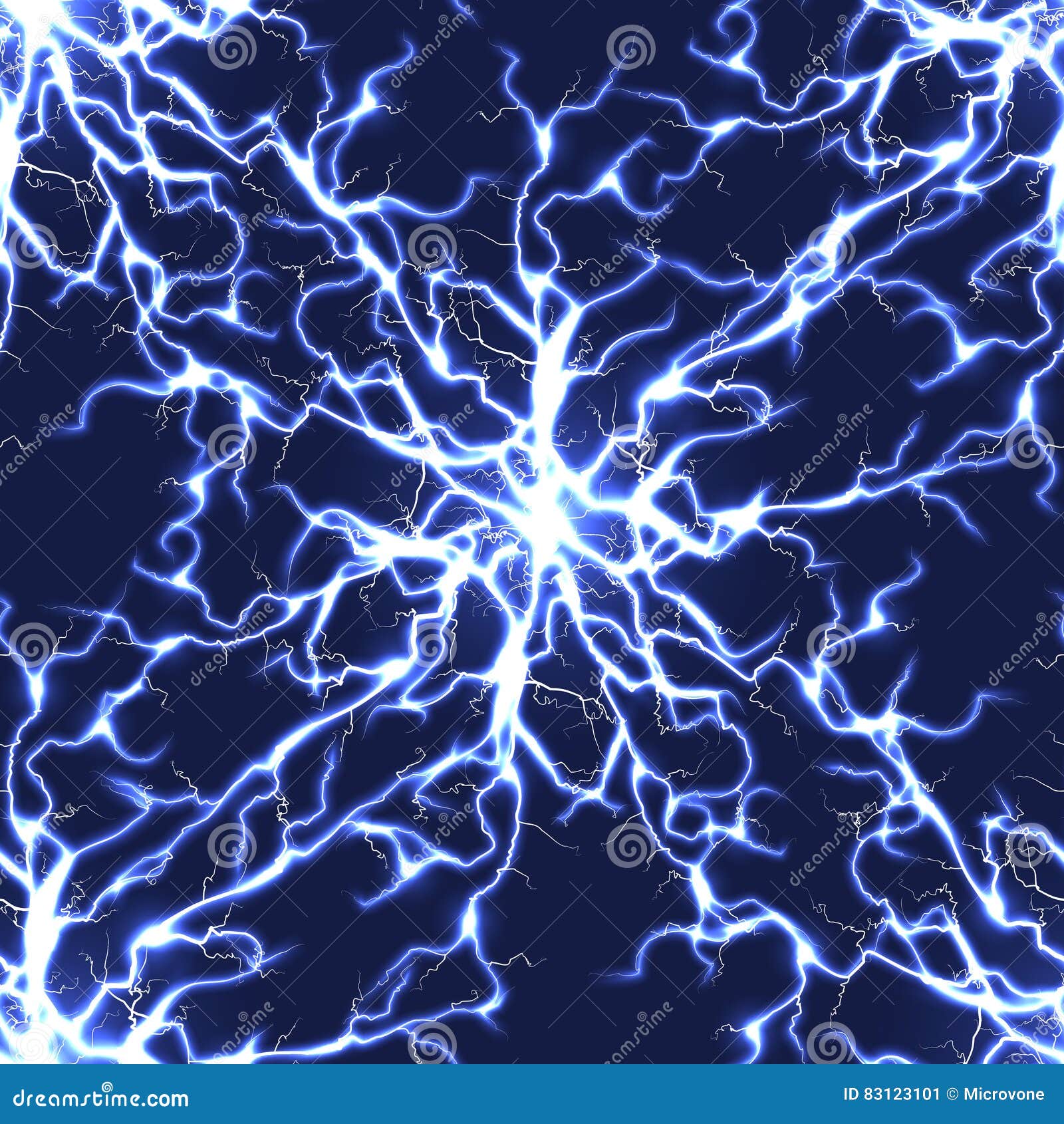 Electric Blue Vector Lightning Seamless Pattern Stock Vector ...