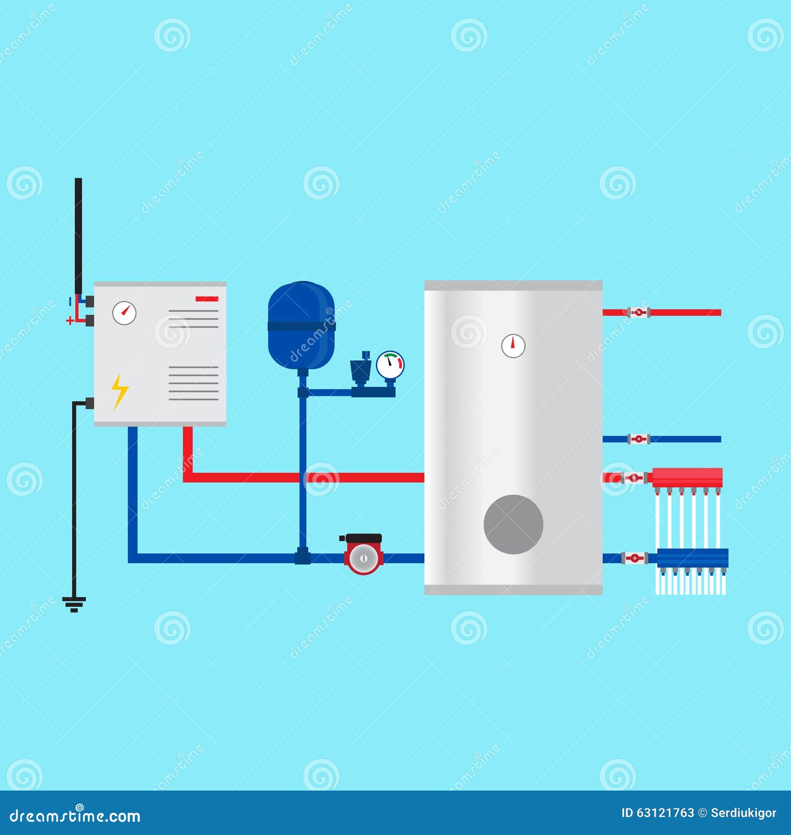 Electric Boiler Simple Vector Line Icon. Plumbing Pictogram, Sign ...