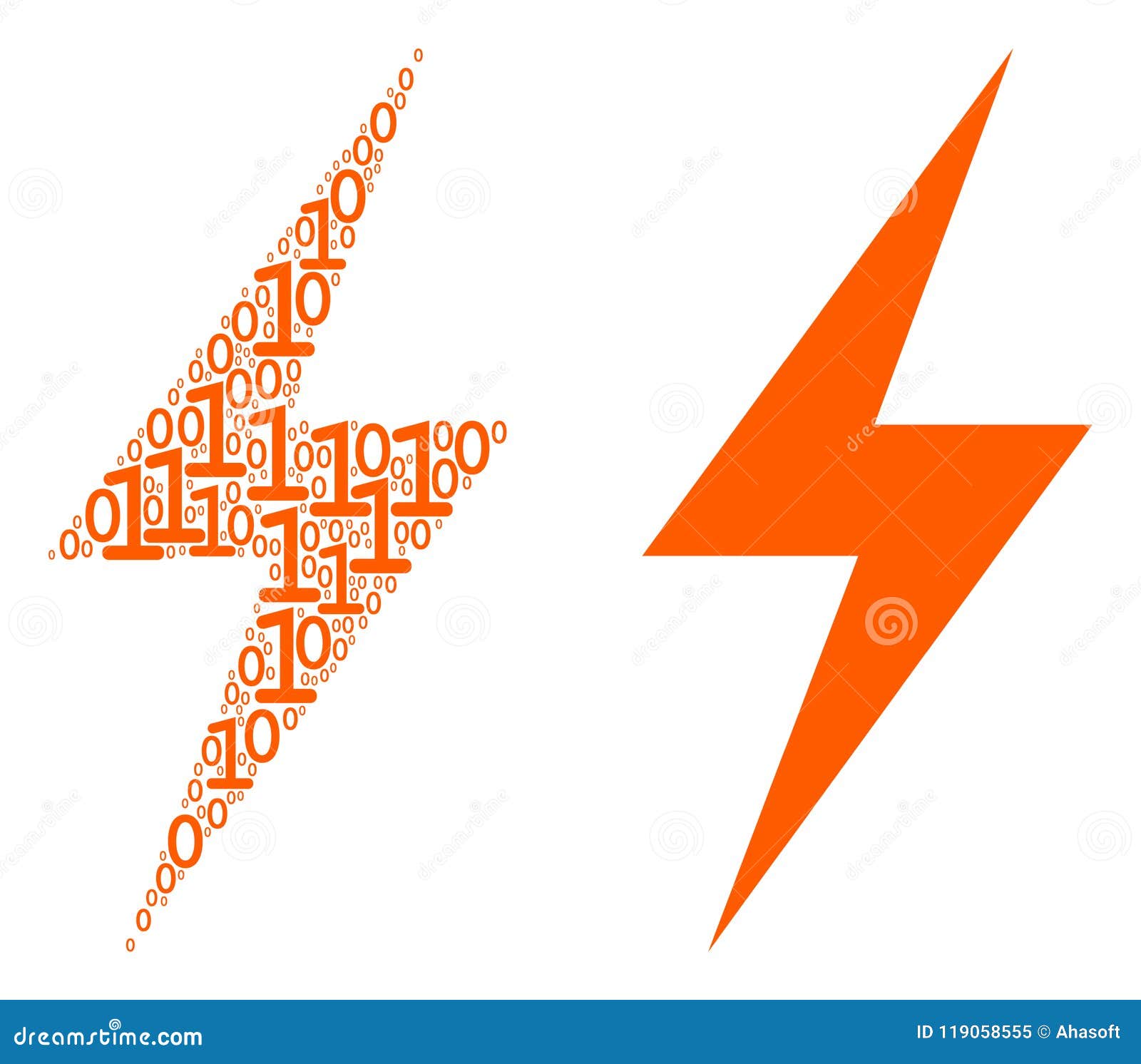 Electric Bolt Collage of Binary Digits Stock Vector - Illustration of charge, composition: 119058555