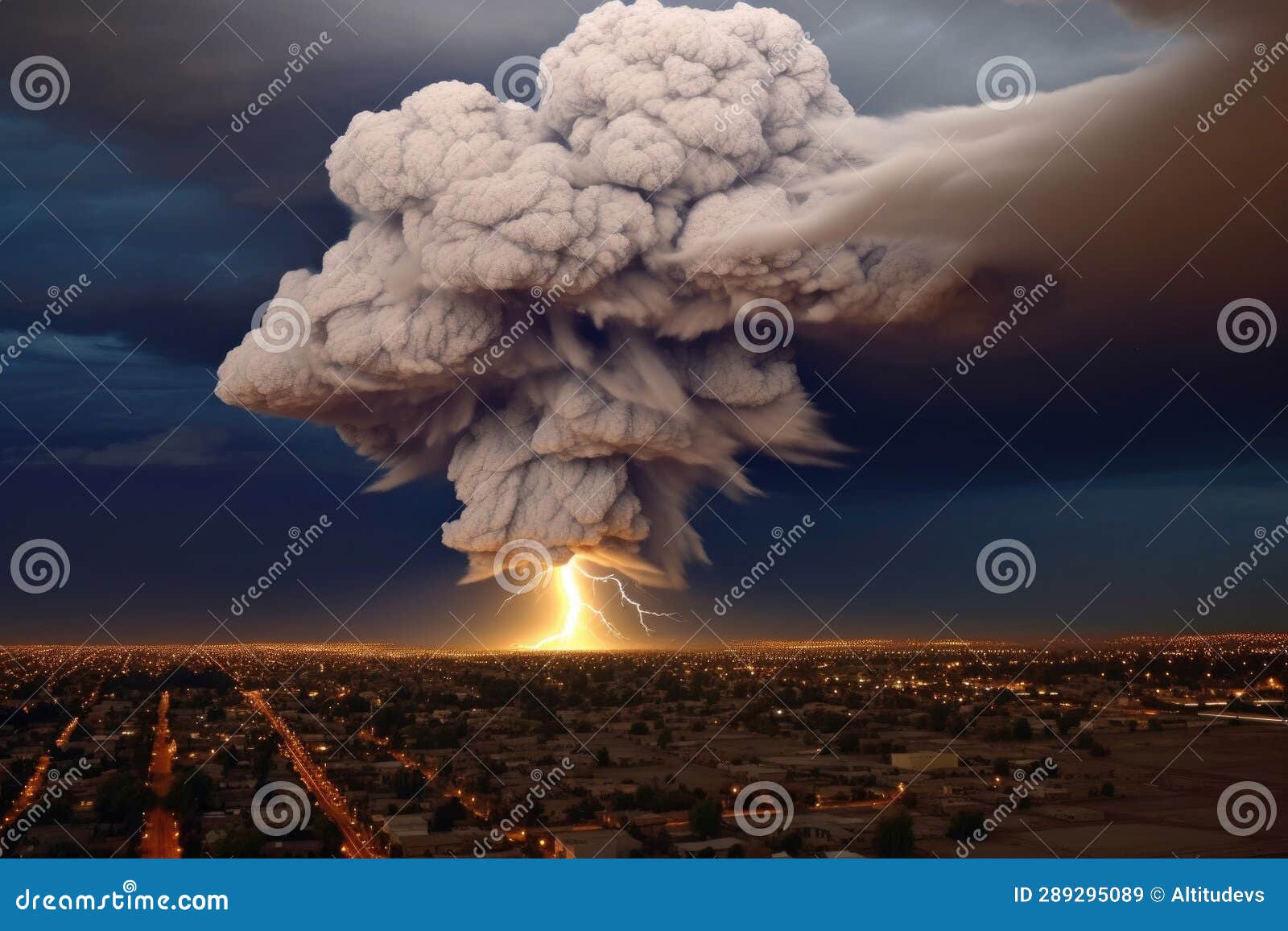 Electric Bolt Strikes through Plume of Volcanic Ash Stock Image - Image ...