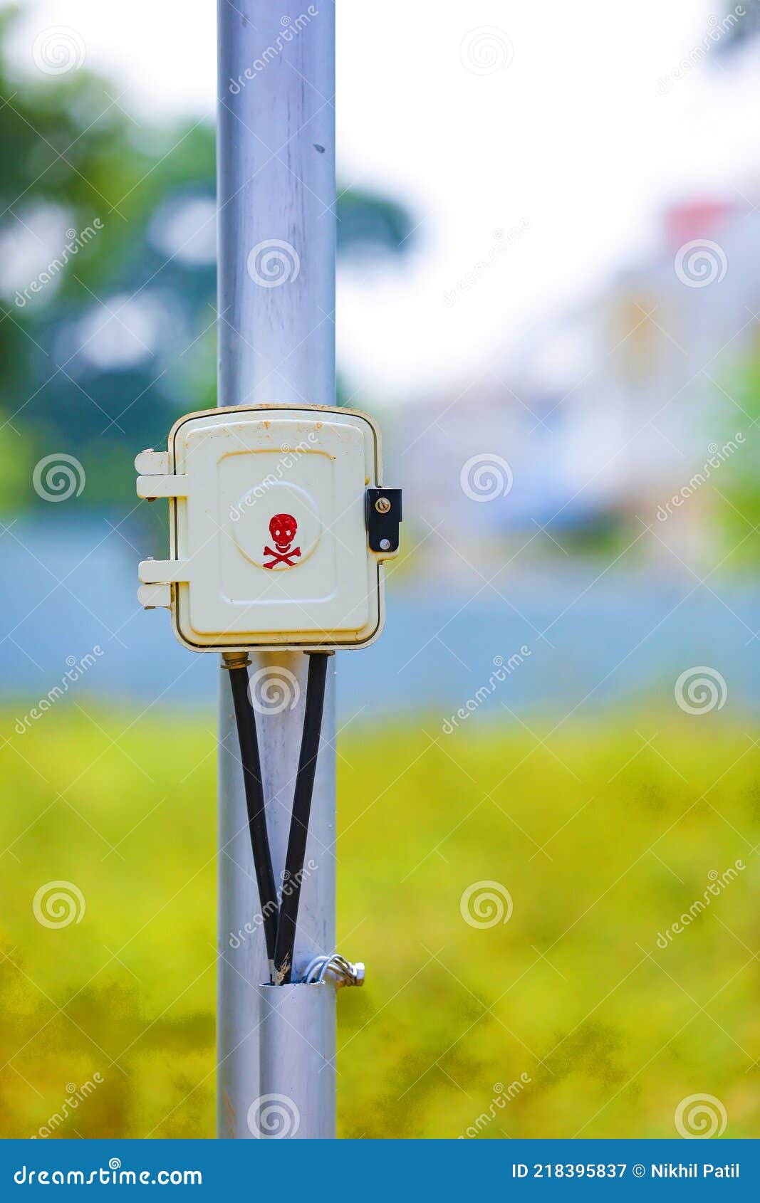 Electric Box with Danger Symbol on Street Electric Poll Stock Image ...