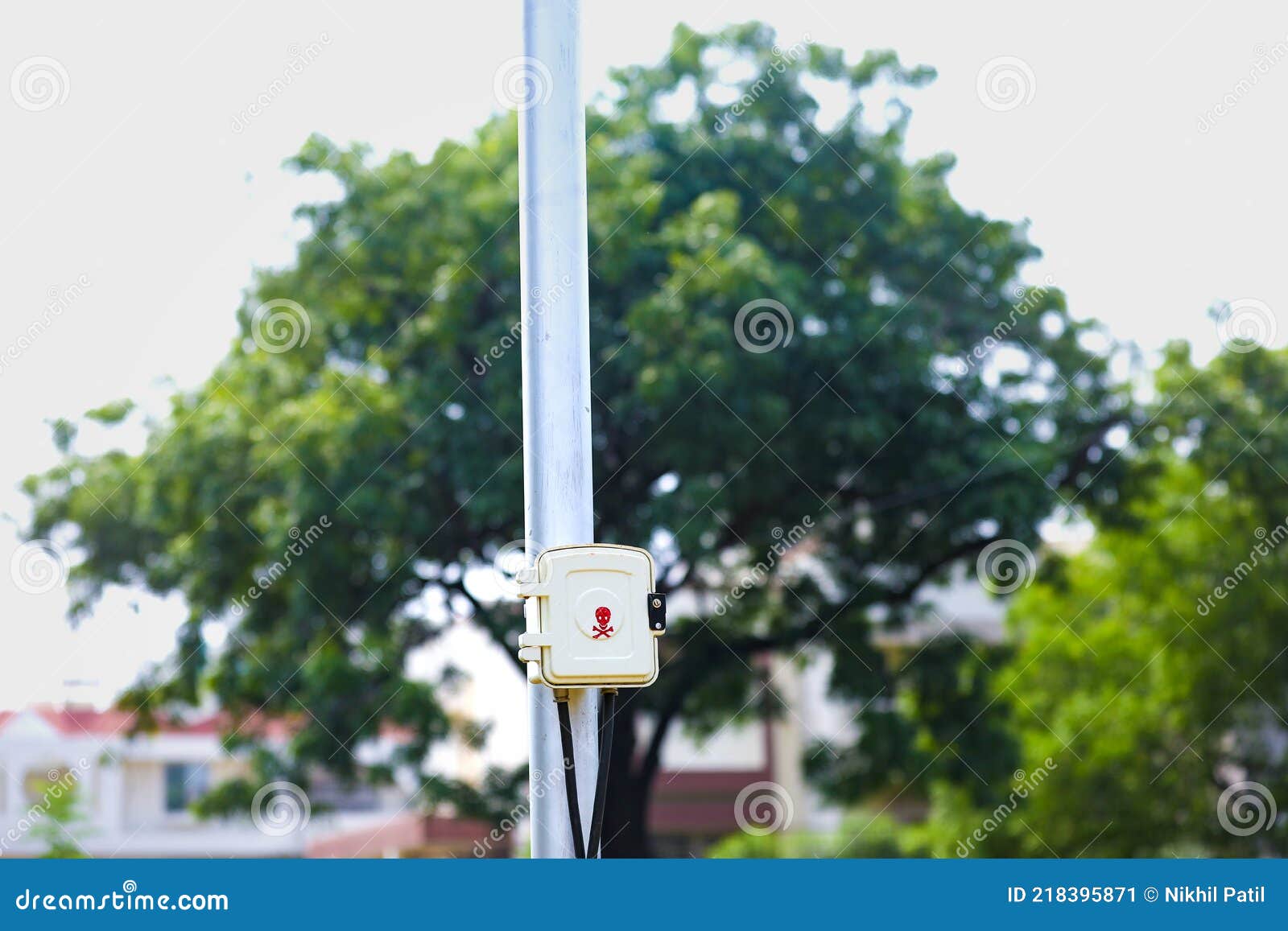 Electric Box with Danger Symbol on Street Electric Poll Stock Image ...
