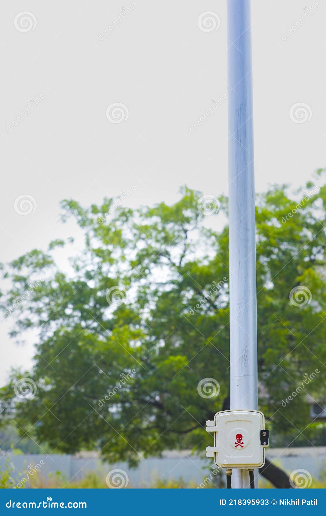 Electric Box with Danger Symbol on Street Electric Poll Stock Image ...