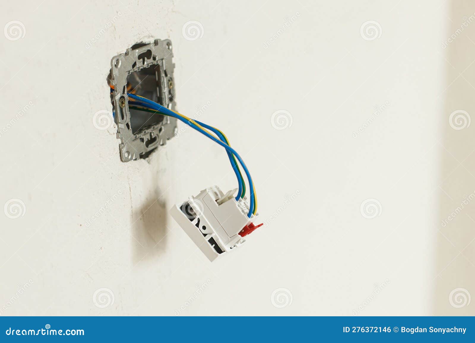 Electric Box with Socket and Switch. Installing Electricity Connector ...