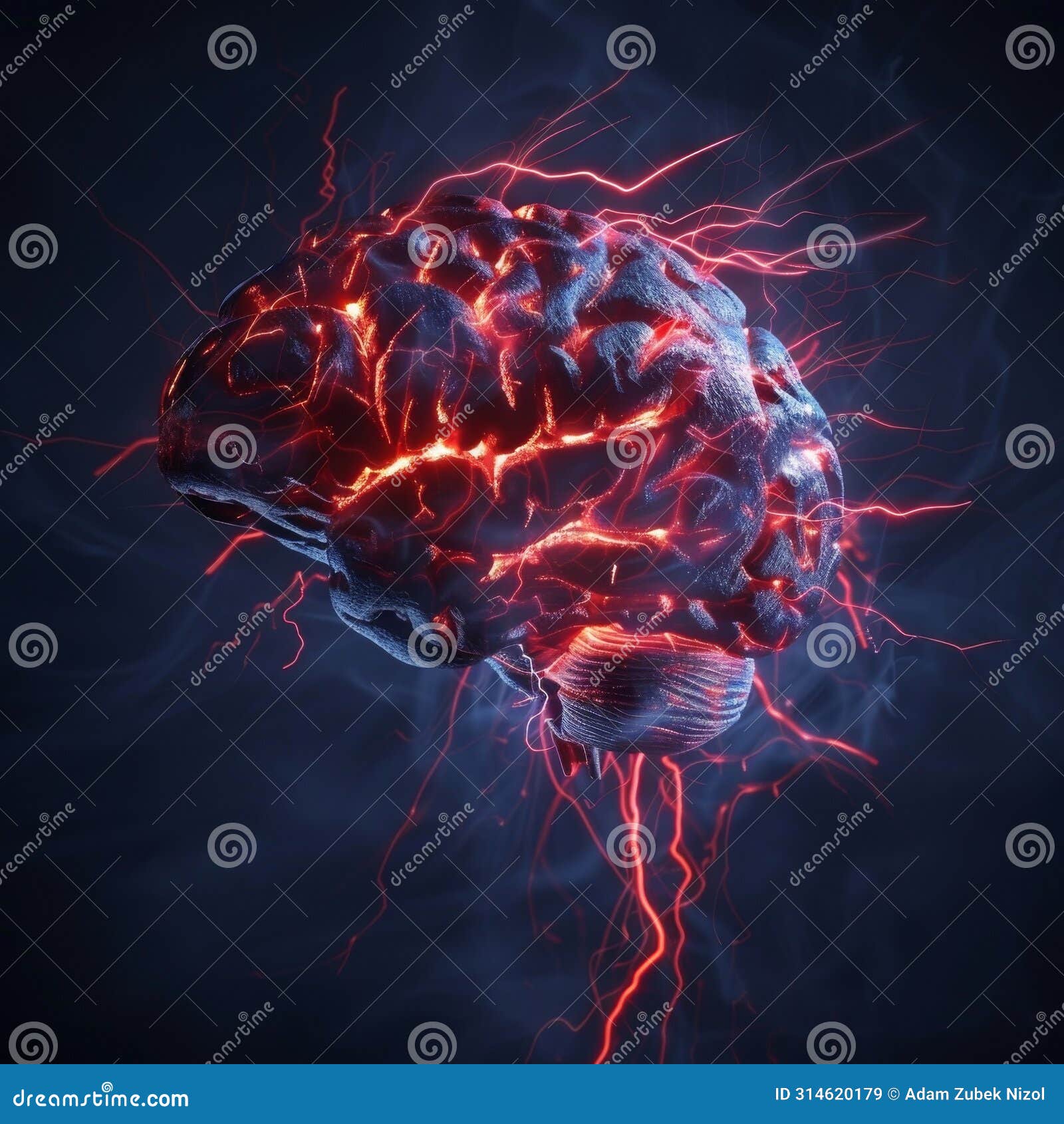 Electric Brain Concept Illustration Stock Illustration - Illustration ...