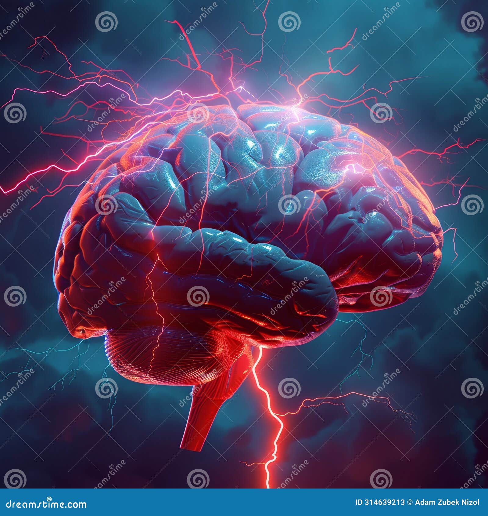 Electric Brain Concept Illustration Stock Illustration - Illustration ...