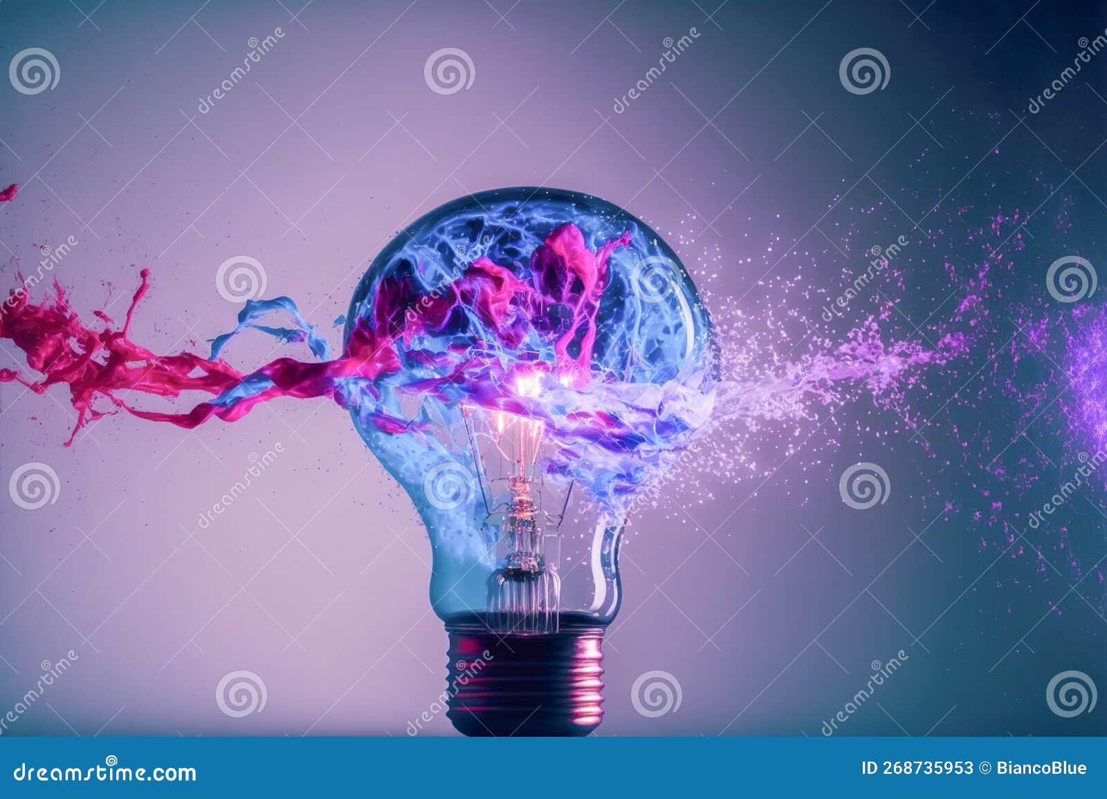 Electric Bulb Breaking and Explode Blue and Purple Lights Concept of ...