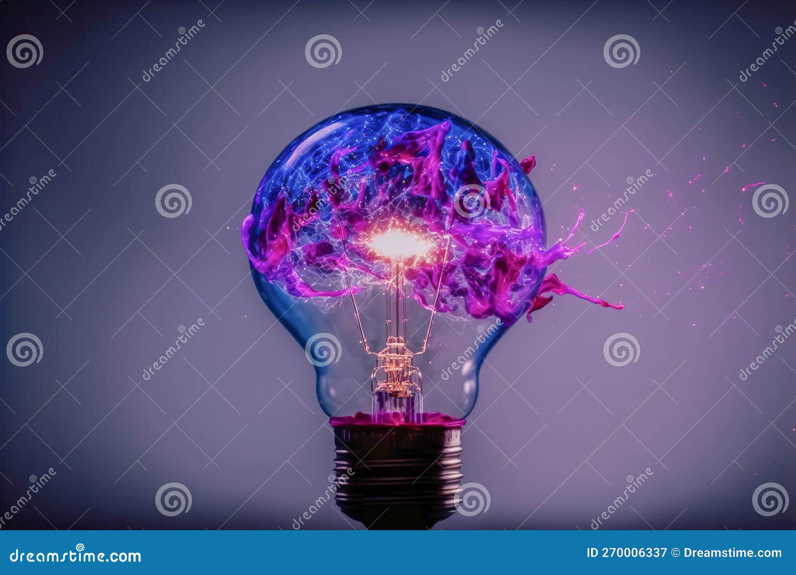 Electric Bulb Breaking and Explode Blue and Purple Lights Concept of ...