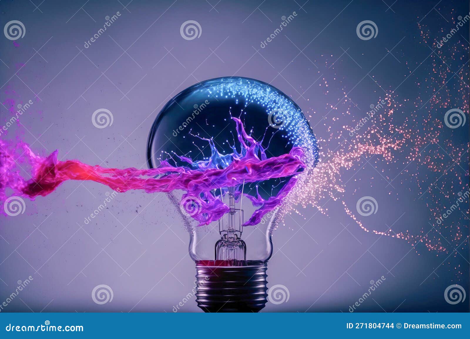 Electric Bulb Breaking and Explode Blue and Purple Lights Concept of ...