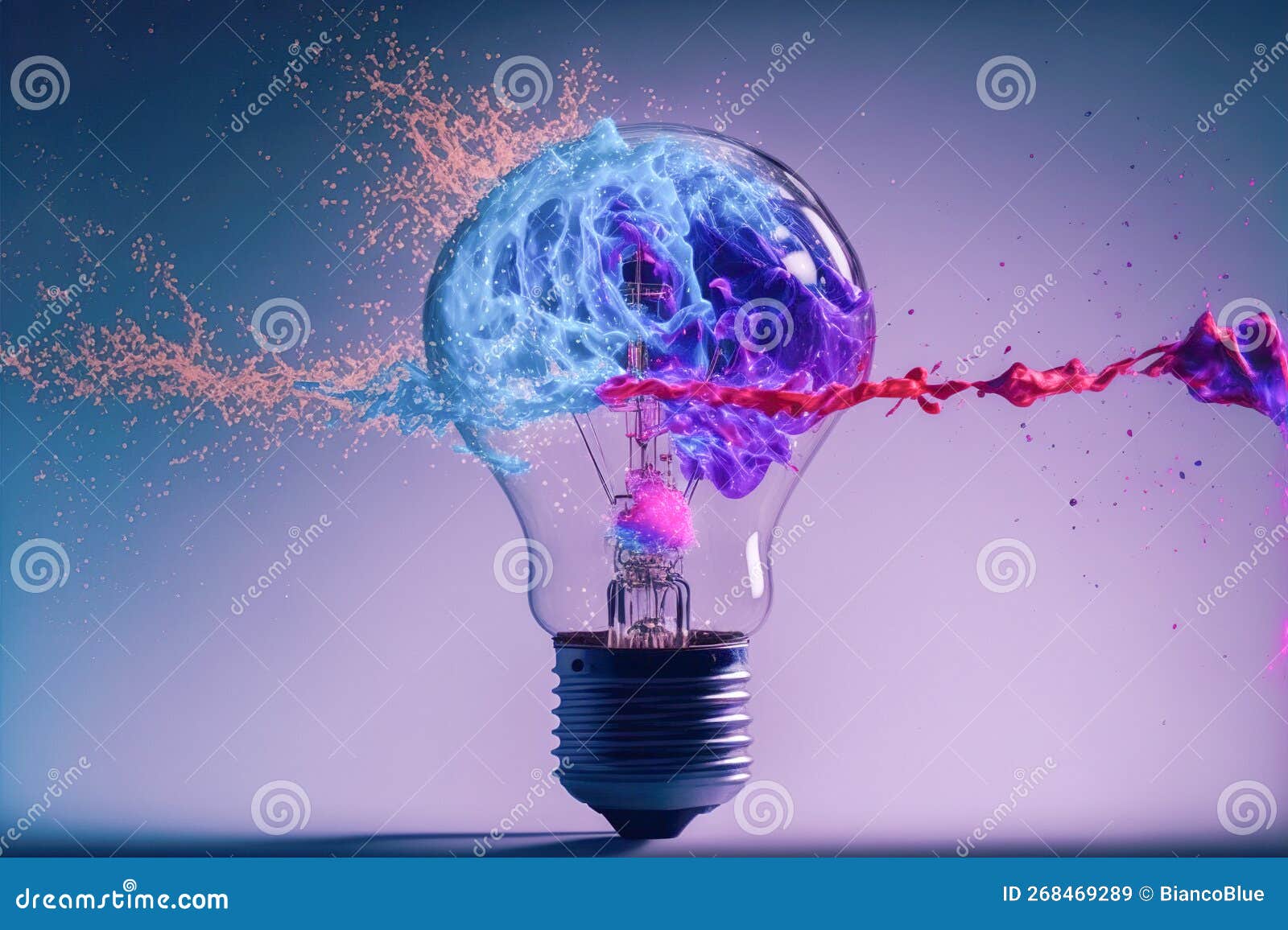 Electric Bulb Breaking and Explode Blue and Purple Lights Concept of ...