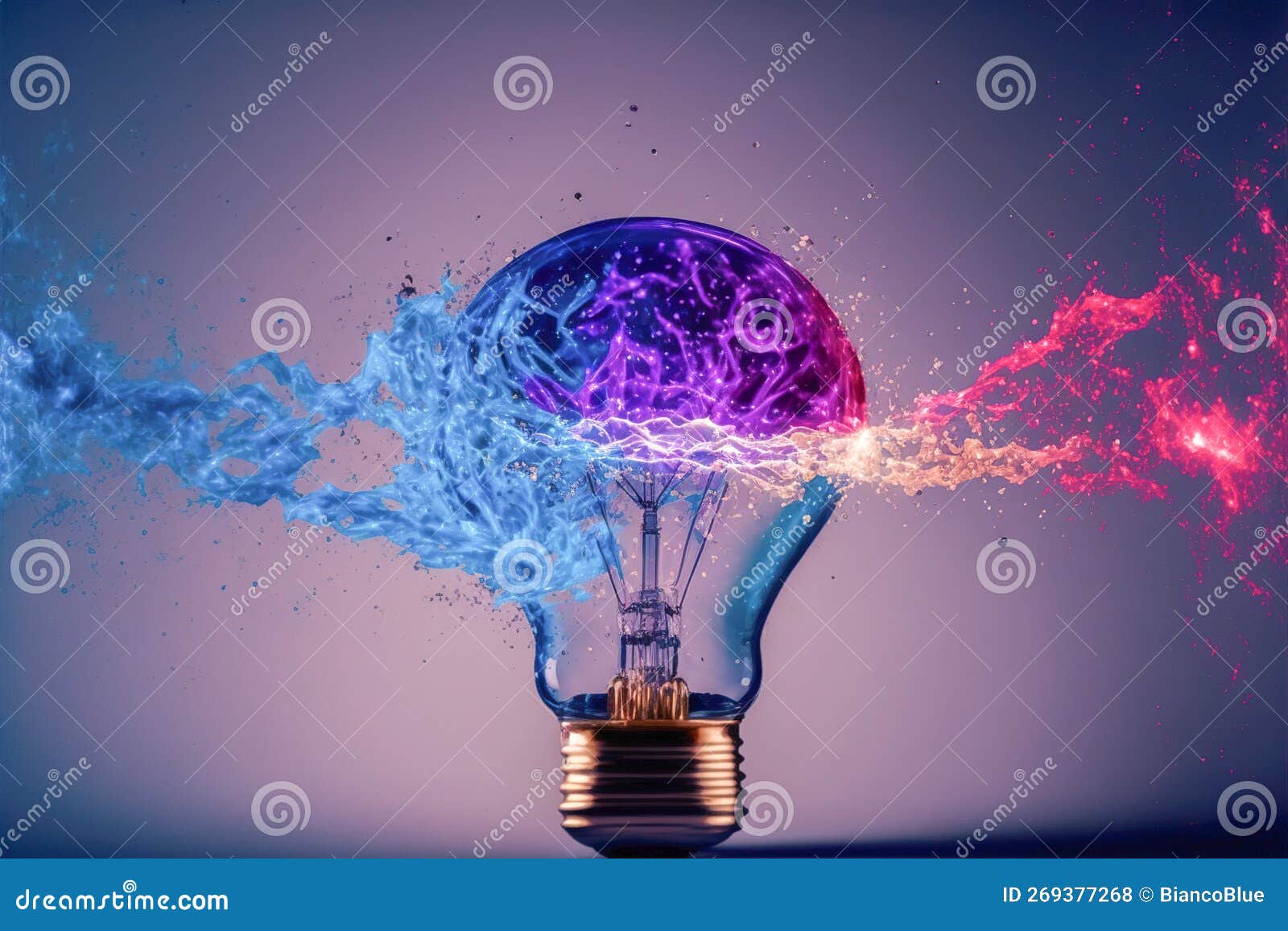 Electric Bulb Breaking and Explode Blue and Purple Lights Concept of ...