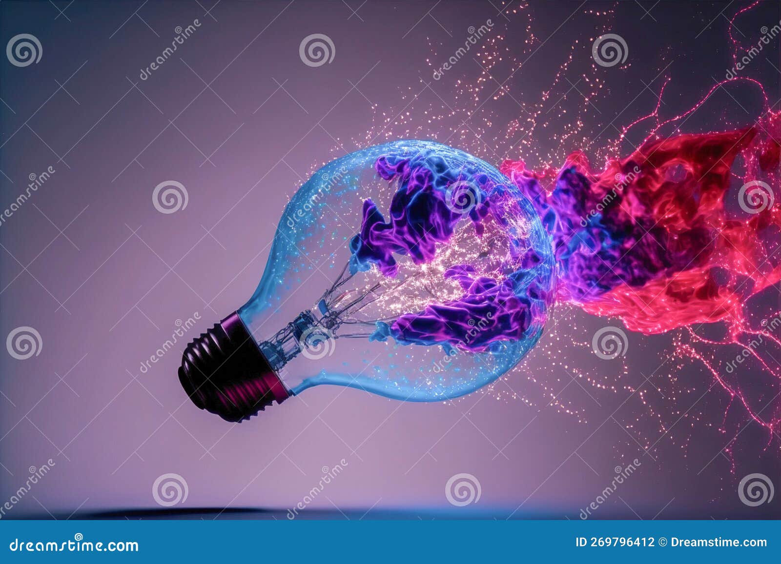 Electric Bulb Breaking and Explode Blue and Purple Lights Concept of ...