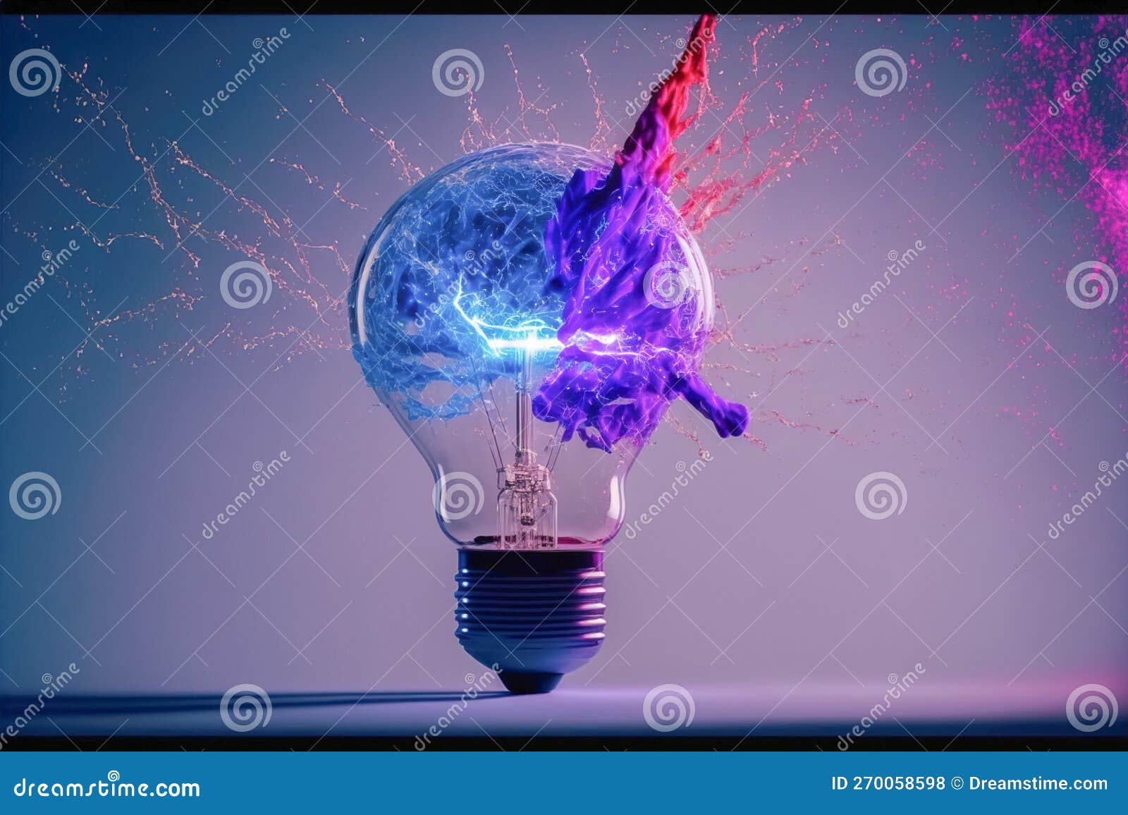 Electric Bulb Breaking and Explode Blue and Purple Lights Concept of ...