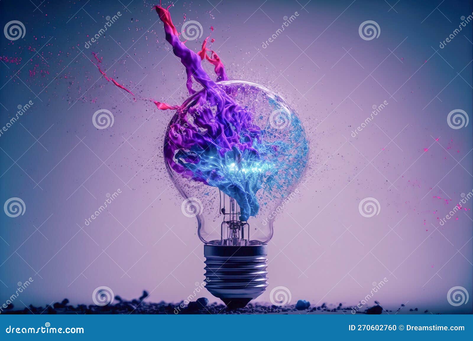 Electric Bulb Breaking and Explode Blue and Purple Lights Concept of ...