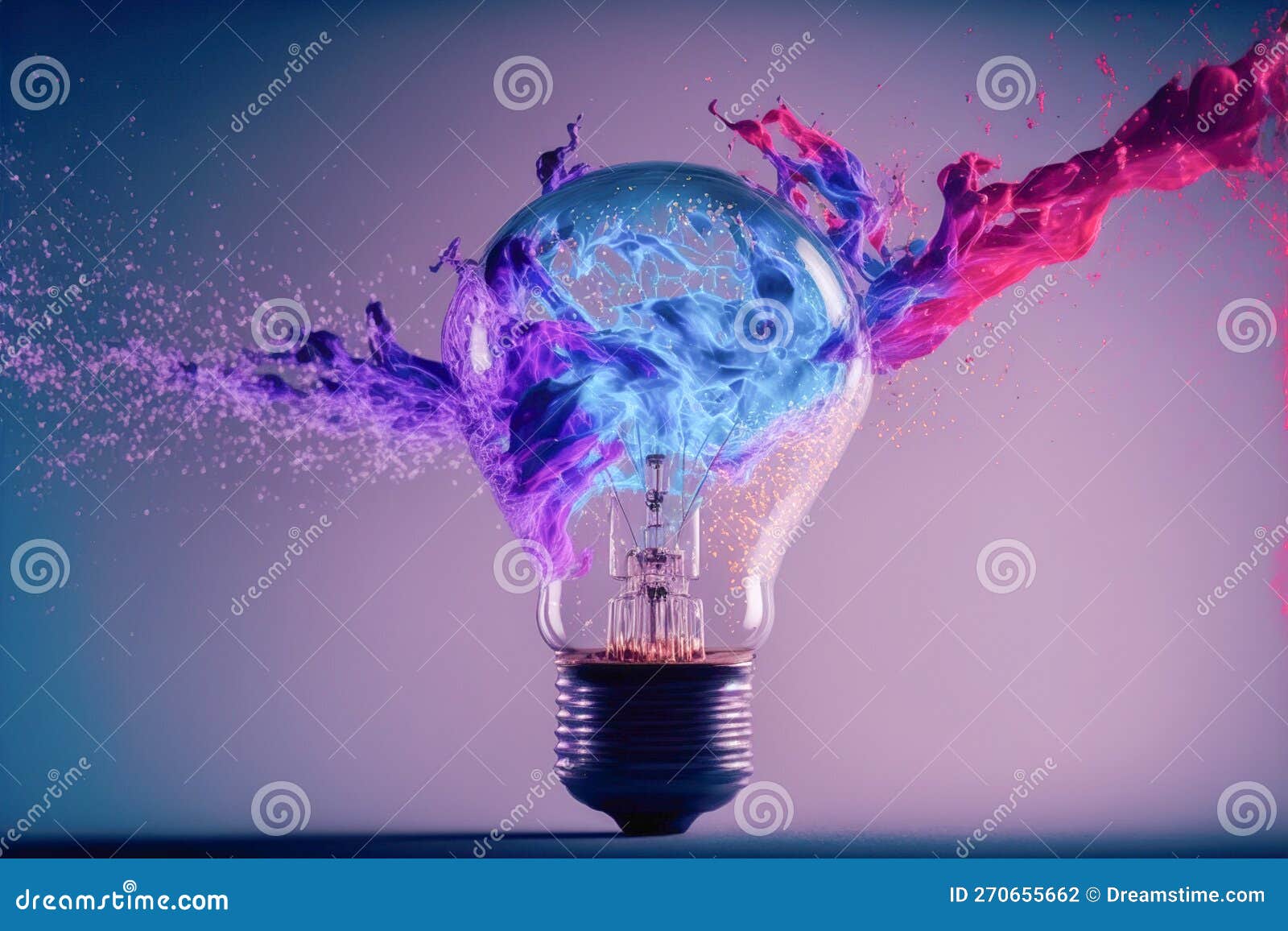 Electric Bulb Breaking and Explode Blue and Purple Lights Concept of ...