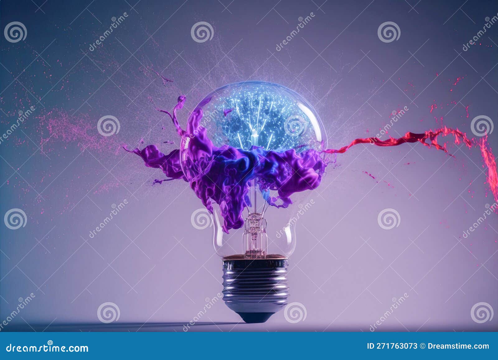 Electric Bulb Breaking and Explode Blue and Purple Lights Concept of ...