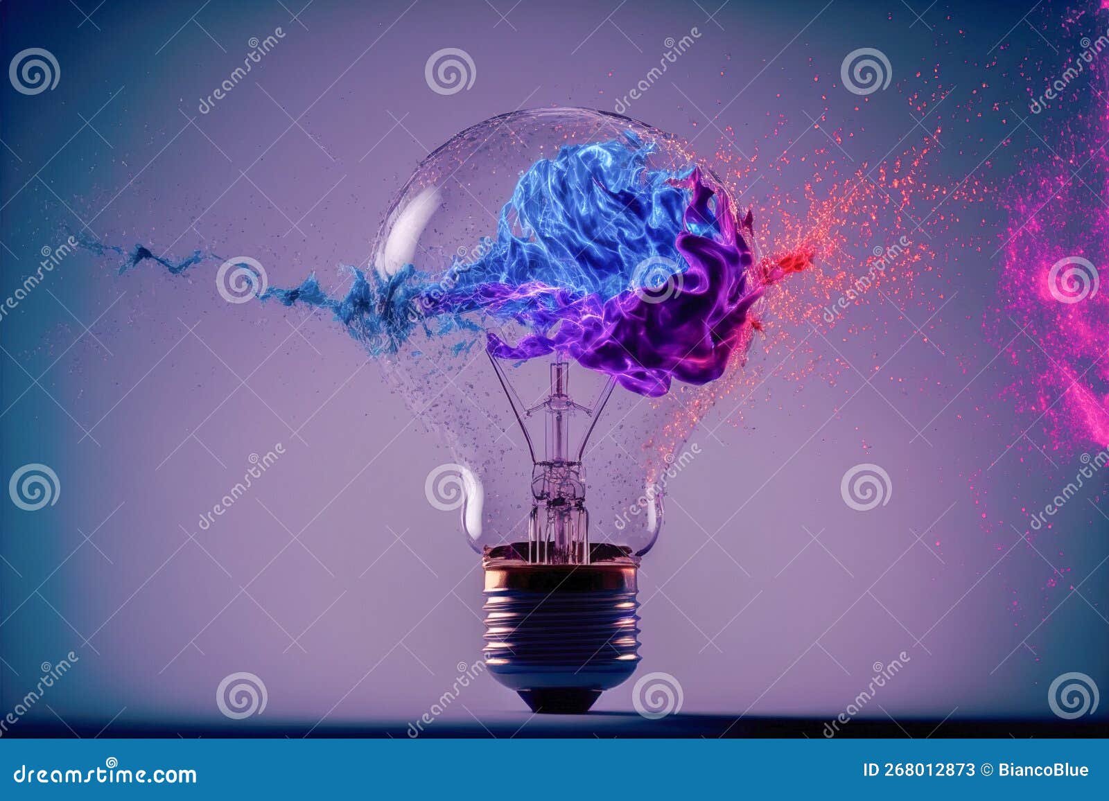 Electric Bulb Breaking and Explode Blue and Purple Lights Concept of ...