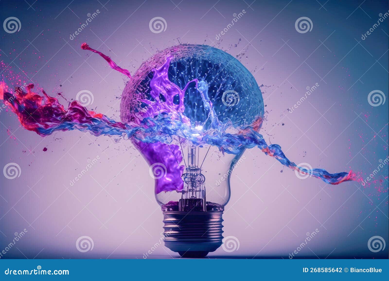 Electric Bulb Breaking and Explode Blue and Purple Lights Concept of ...