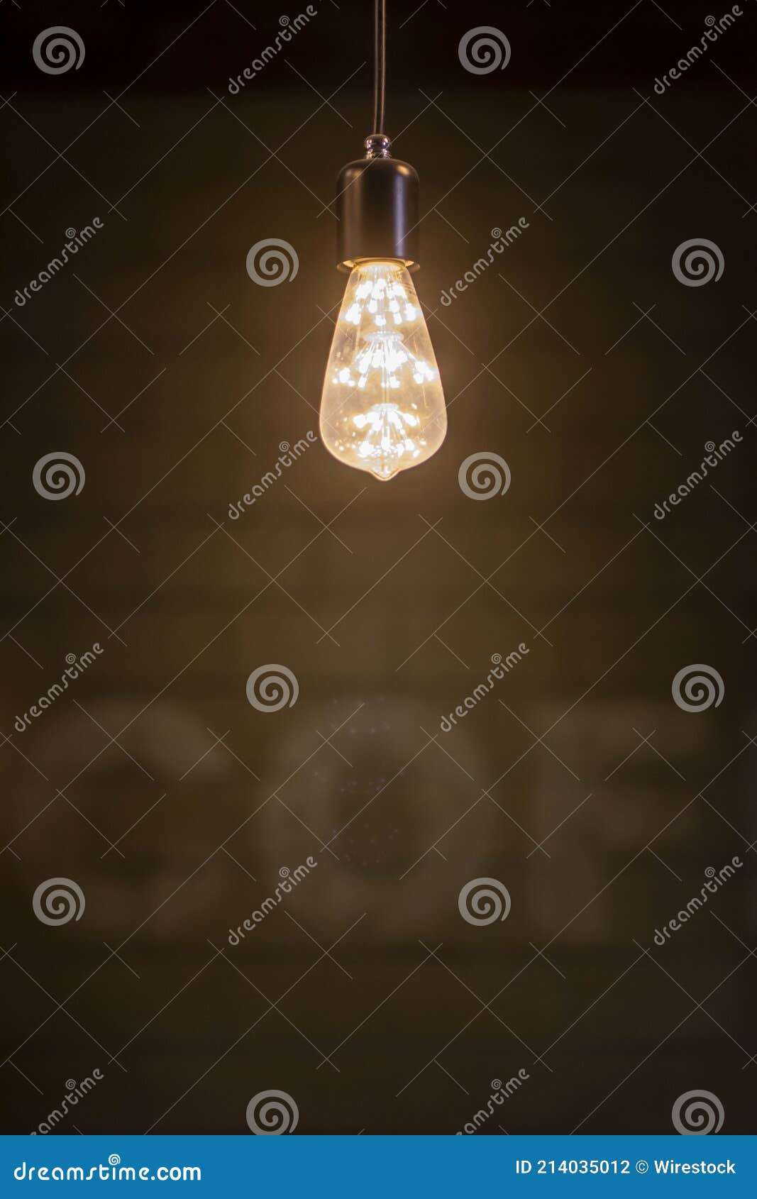 Electric Bulb in the Cafe with Coffee Written on the Wall Stock Photo ...