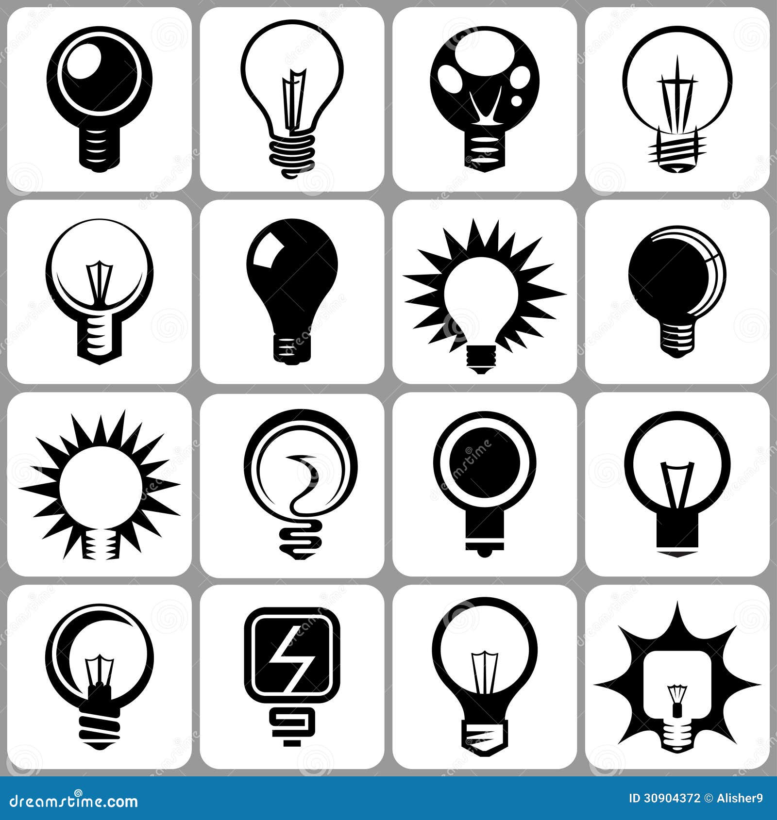 Electric Bulb Icons Set stock vector. Illustration of invention - 30904372