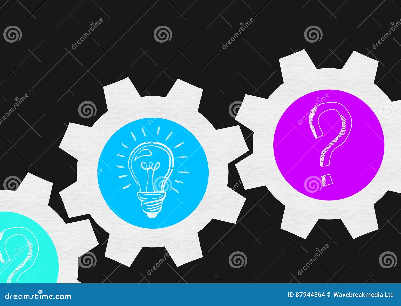 Electric Bulb and Question Mark Sign in Setting Icon Against Black ...