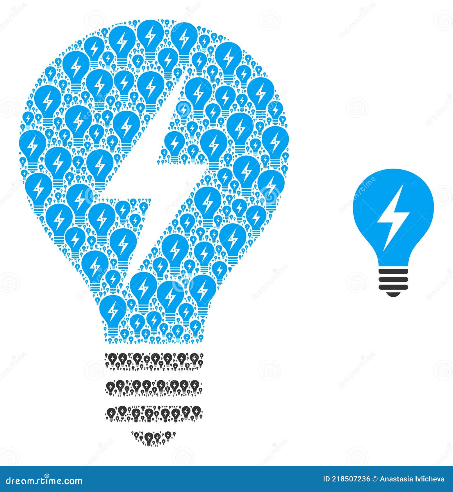Electric Bulb Recursive Icon Composition Stock Vector - Illustration of ...