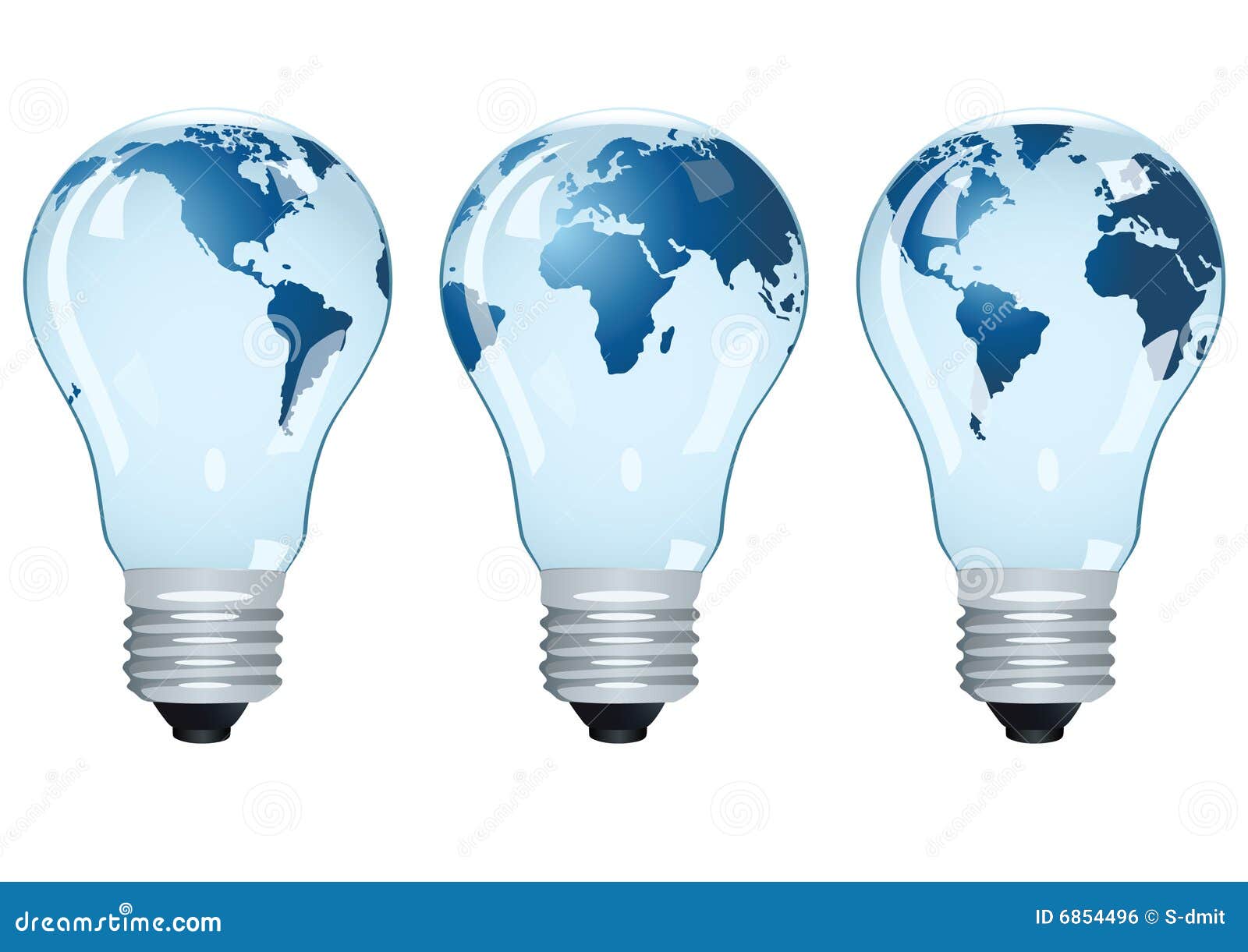 Electric bulbs with maps. stock vector. Illustration of glass - 6854496