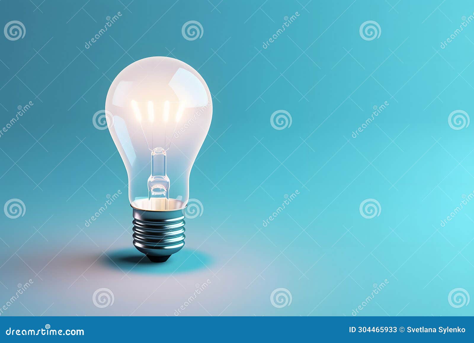 Electric Burning Light Bulb on a Plain Blue Background Stock ...