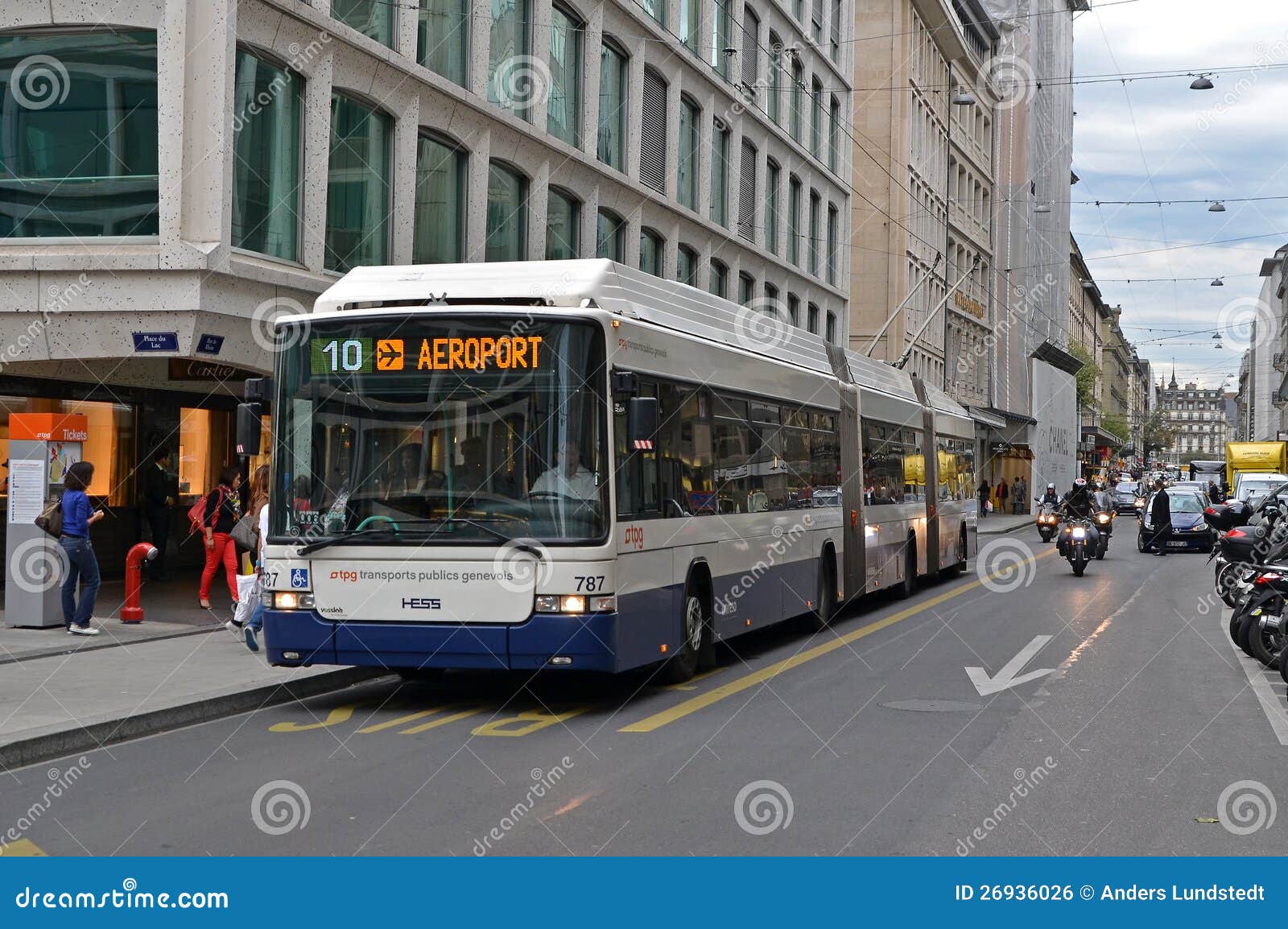 Electric bus in Geneva editorial photo. Image of urban - 26936026