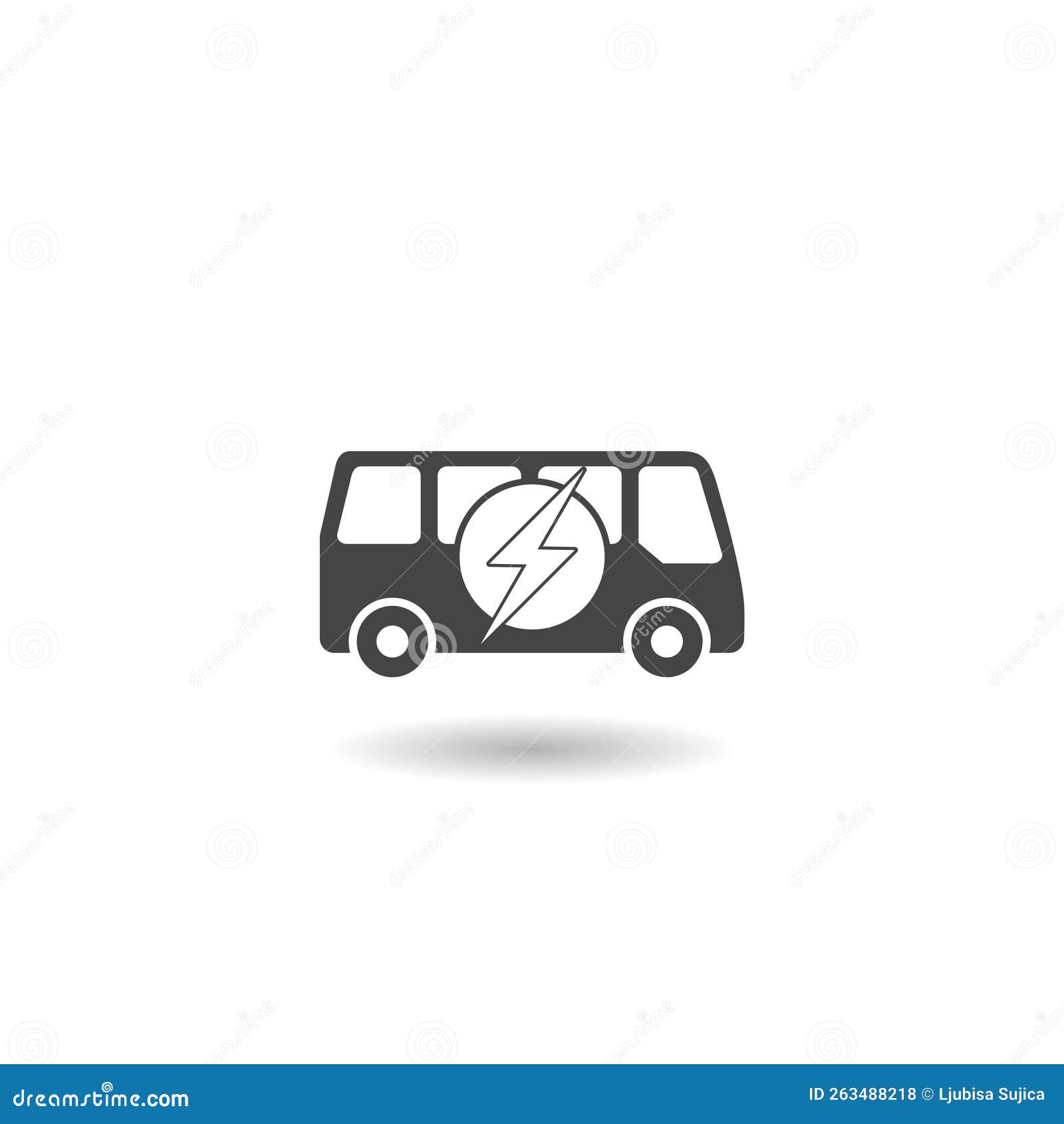 Electric Bus Icon with Shadow Stock Vector - Illustration of green ...