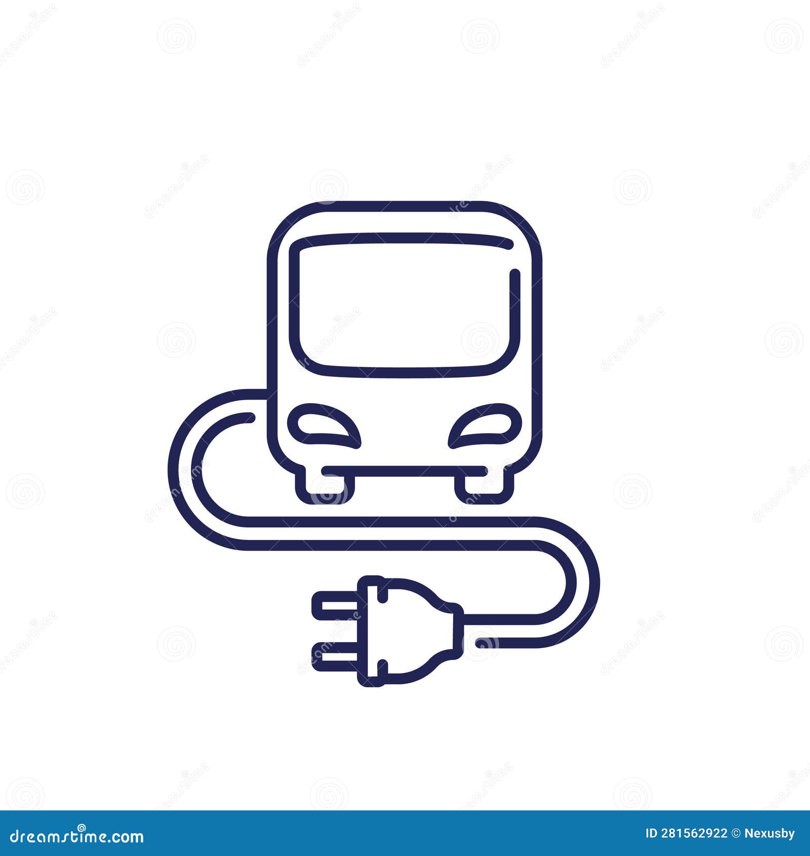 Electric Bus Line Icon with a Plug Stock Vector - Illustration of ...