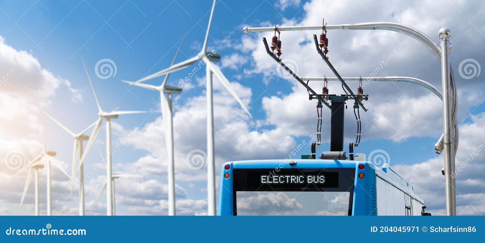 Electric bus at a stop stock image. Image of environment - 204045971