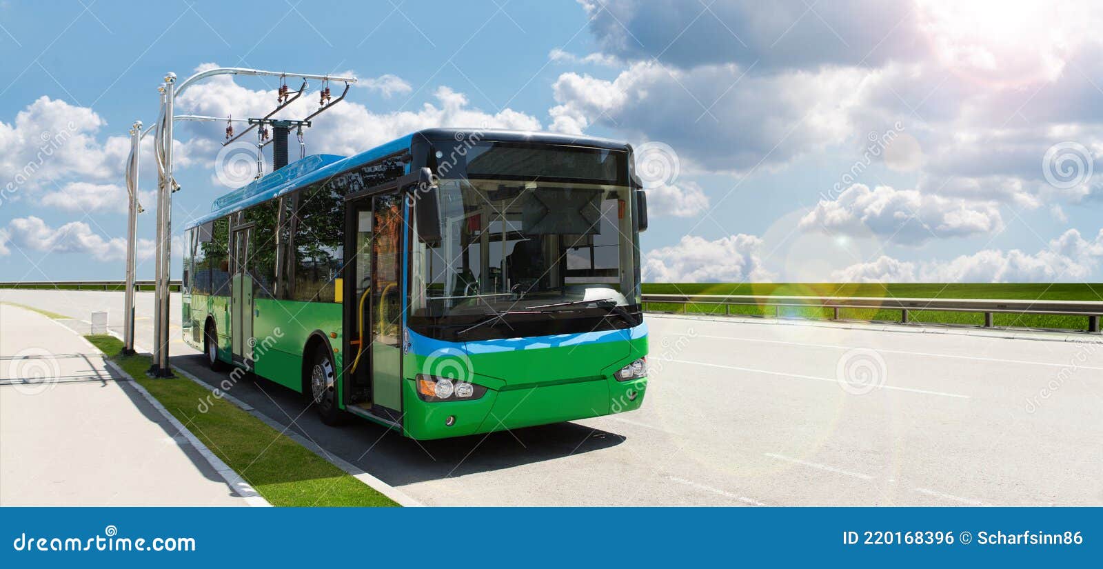 Electric bus at a stop editorial photo. Image of vehicle - 220168396