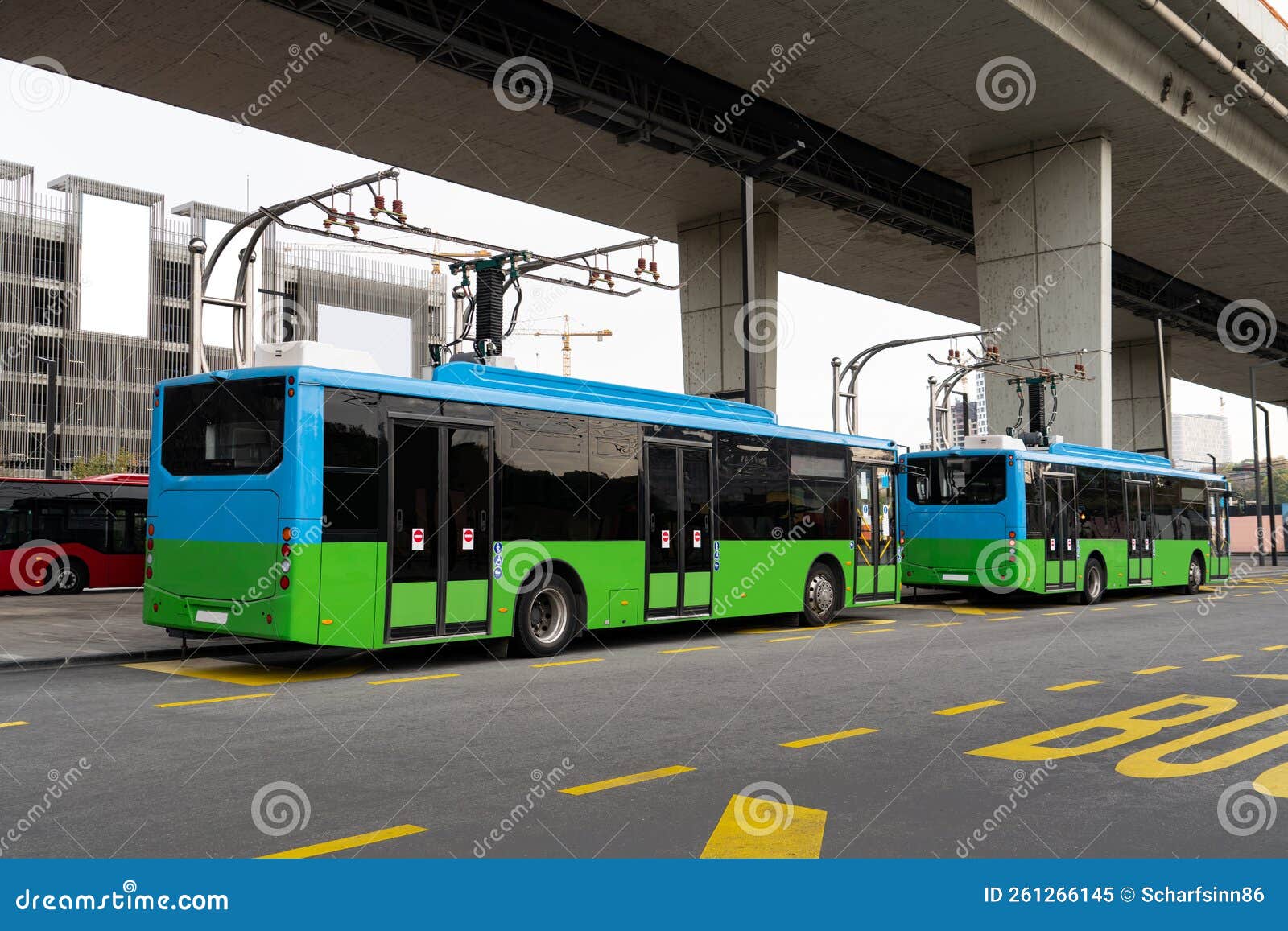 Electric bus at a stop stock image. Image of electricity - 261266145