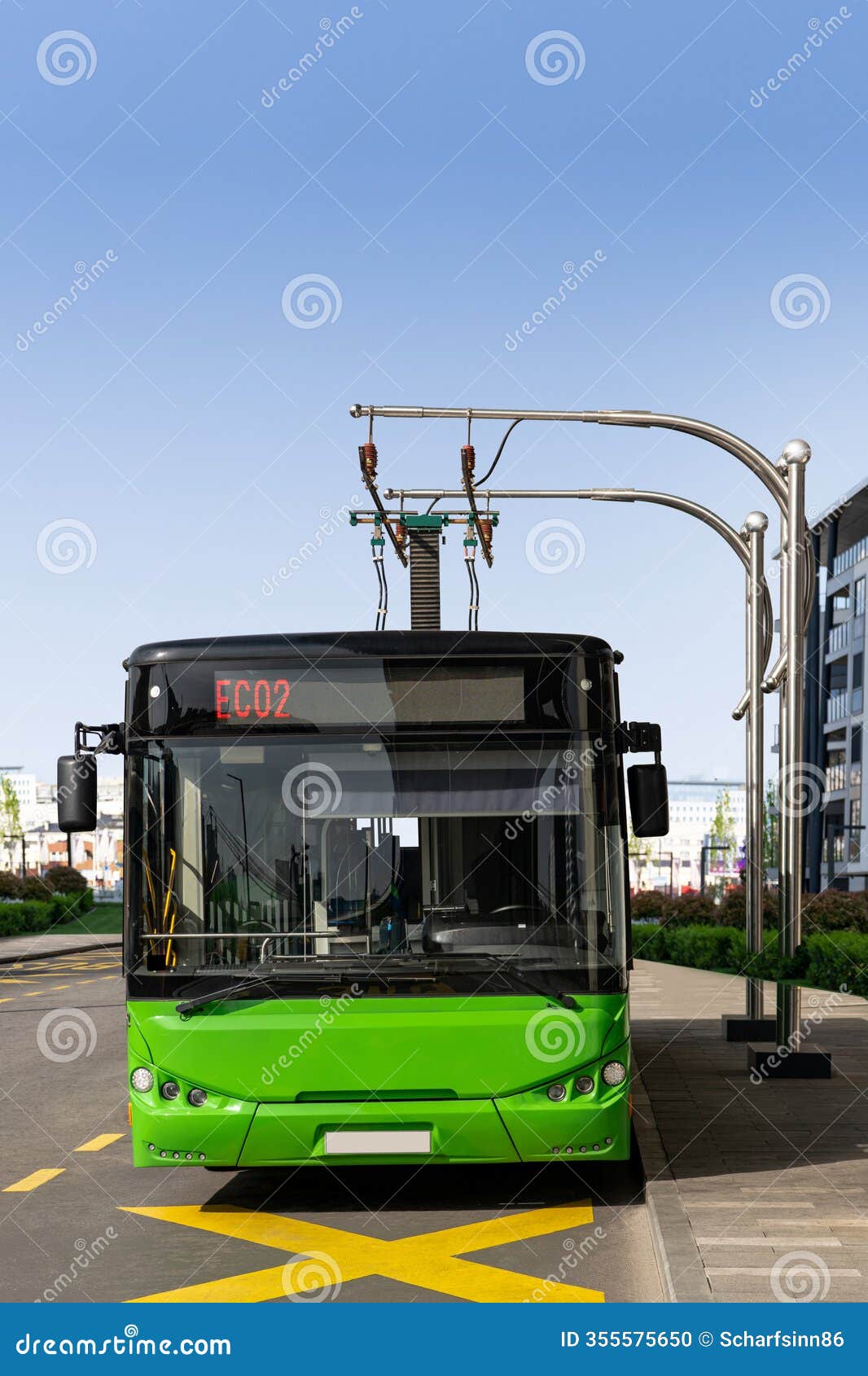 Electric Bus at a Stop is Charged by Pantograph Stock Photo - Image of ...