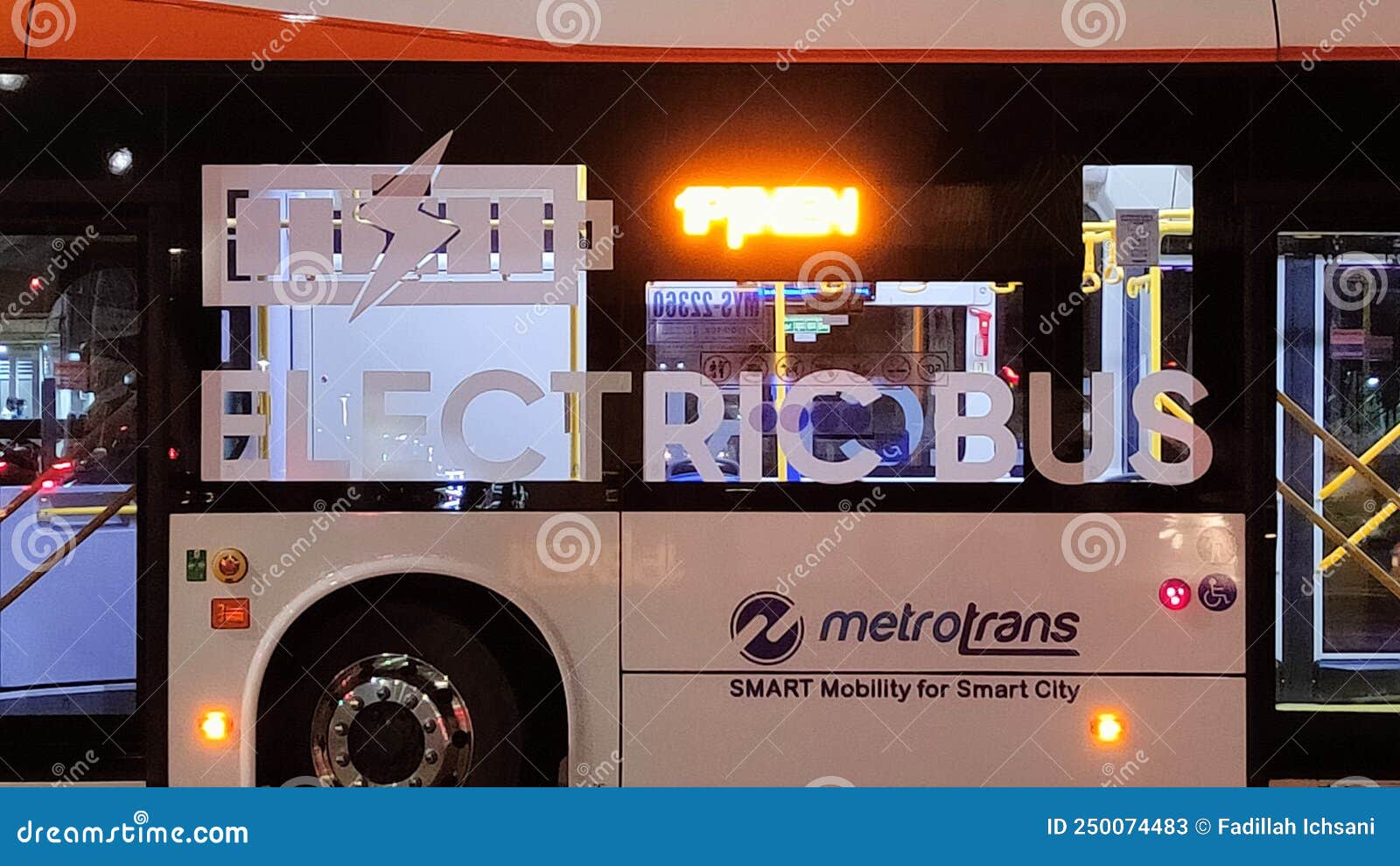 Electric bus trans Jakarta editorial stock photo. Image of sign - 250074483