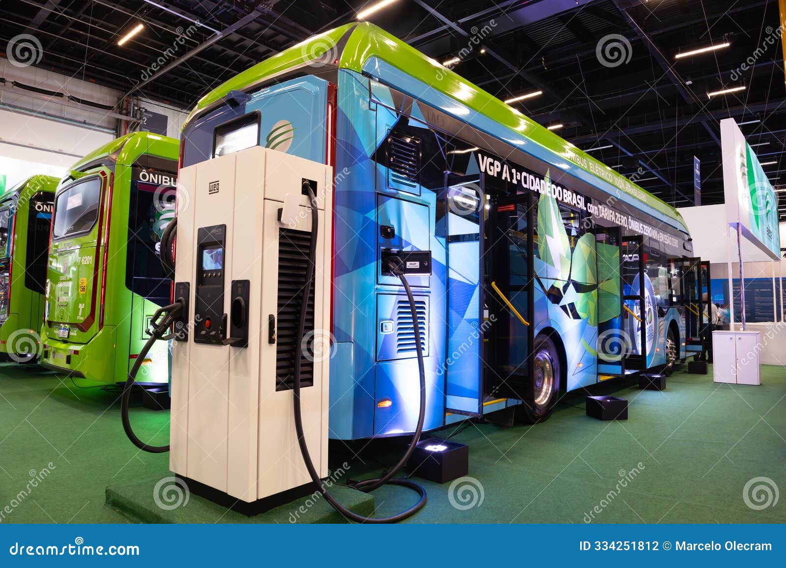 Electric Bus Vehicle with Electric Charging Interface. Editorial ...