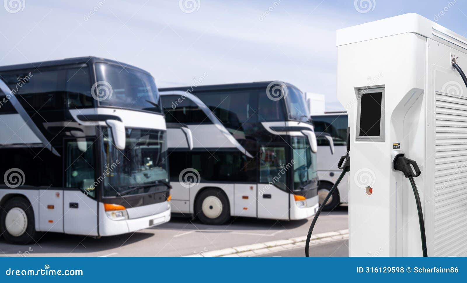 Electric Buses with Charging Station. Stock Photo - Image of electric ...