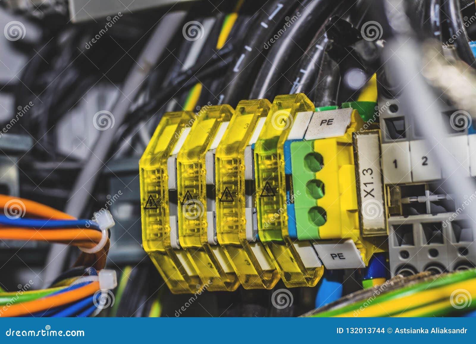 Electric Cabinet with Wires Connections Stock Photo - Image of control ...