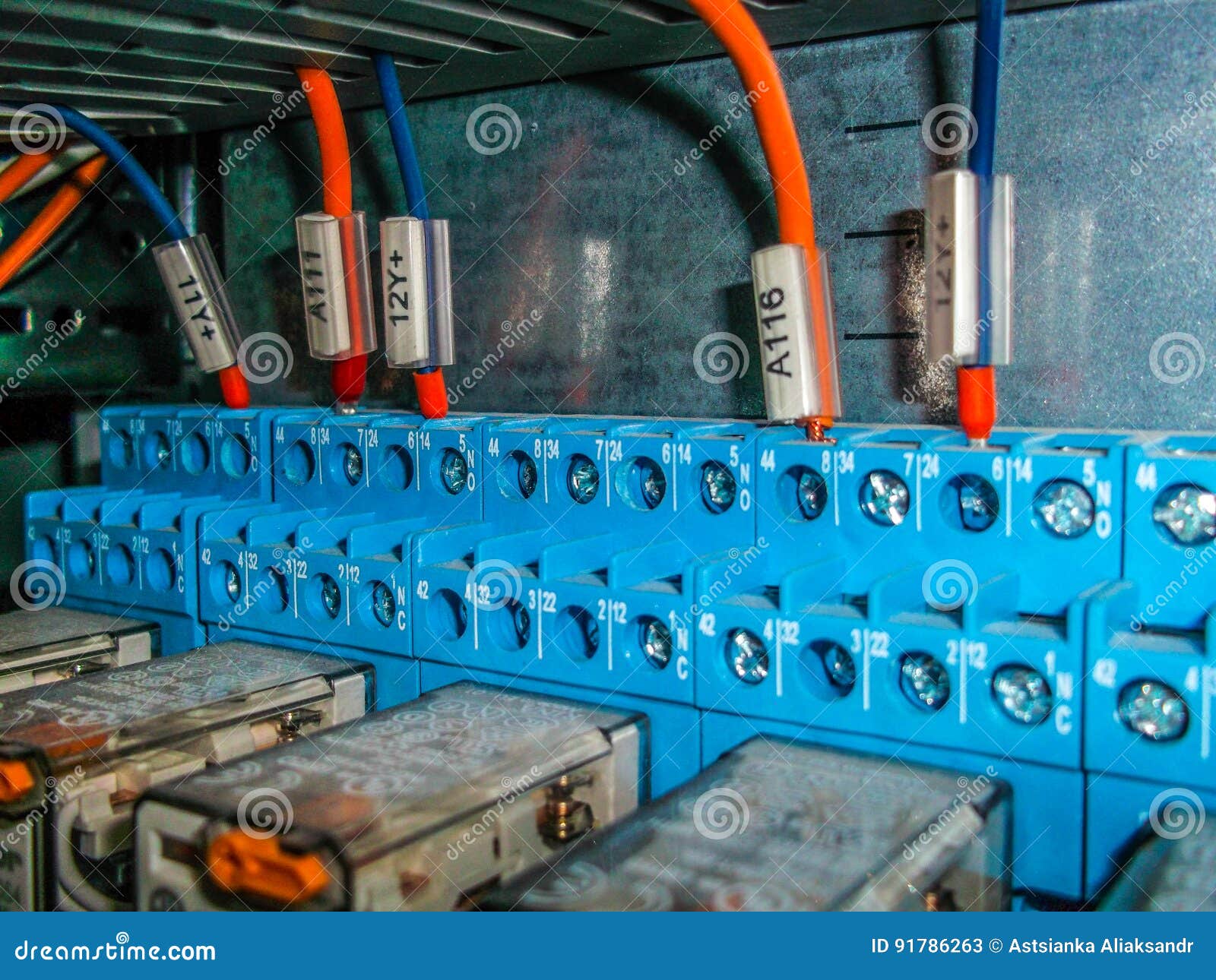 Electric Cabinet with Wires Connections Stock Image - Image of line ...