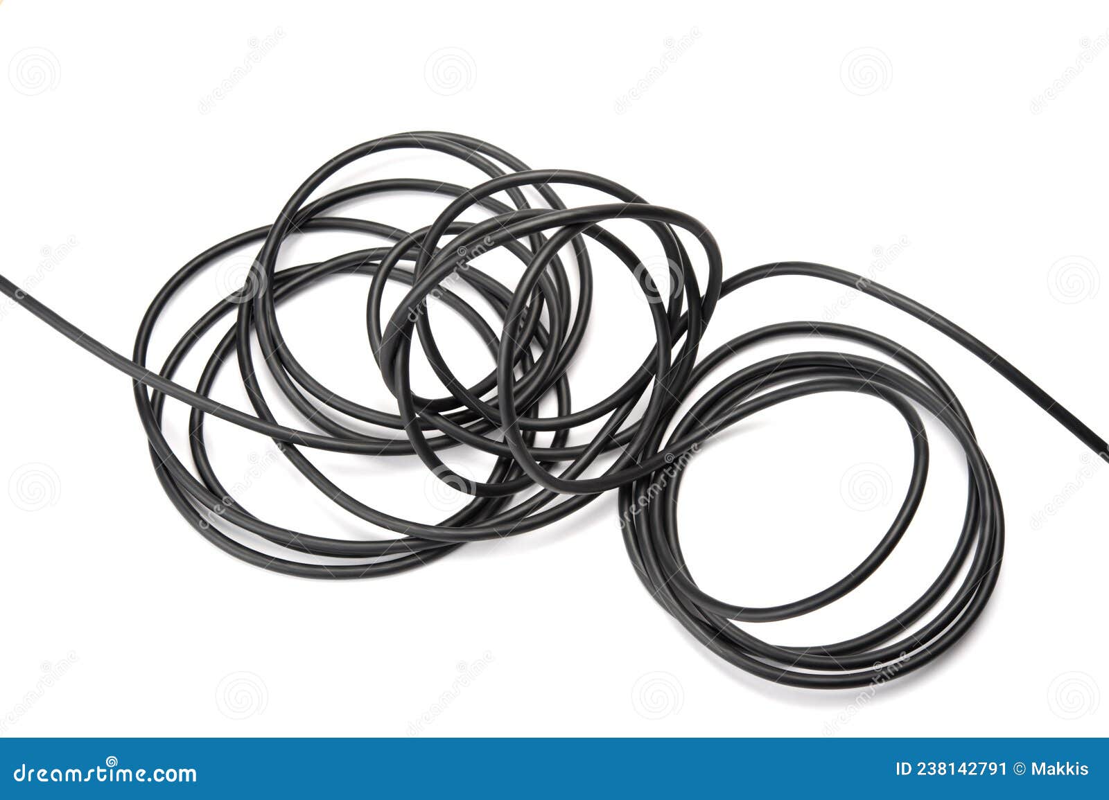 Long Black Electric Cord on White Background Stock Image - Image of ...