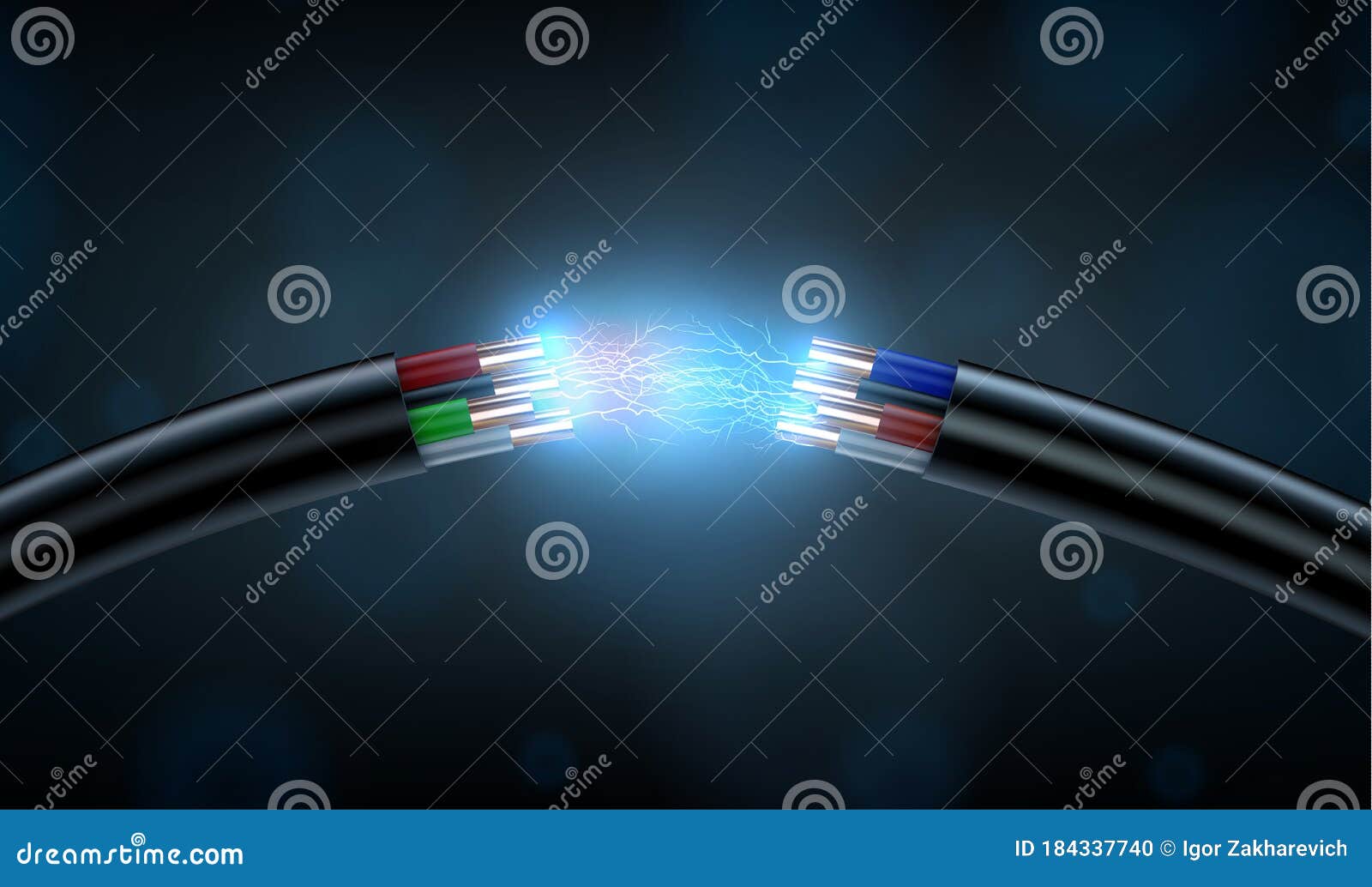 Electric Break Cable Vector. Electrical Circuit. Industrial Network ...