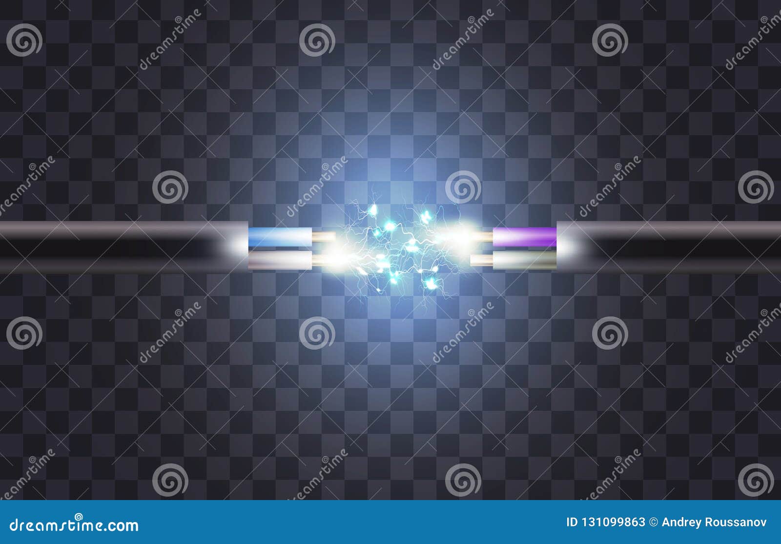 Break Electric Cable Vector. Electric Arc Power. Electricity Energy. 3D ...