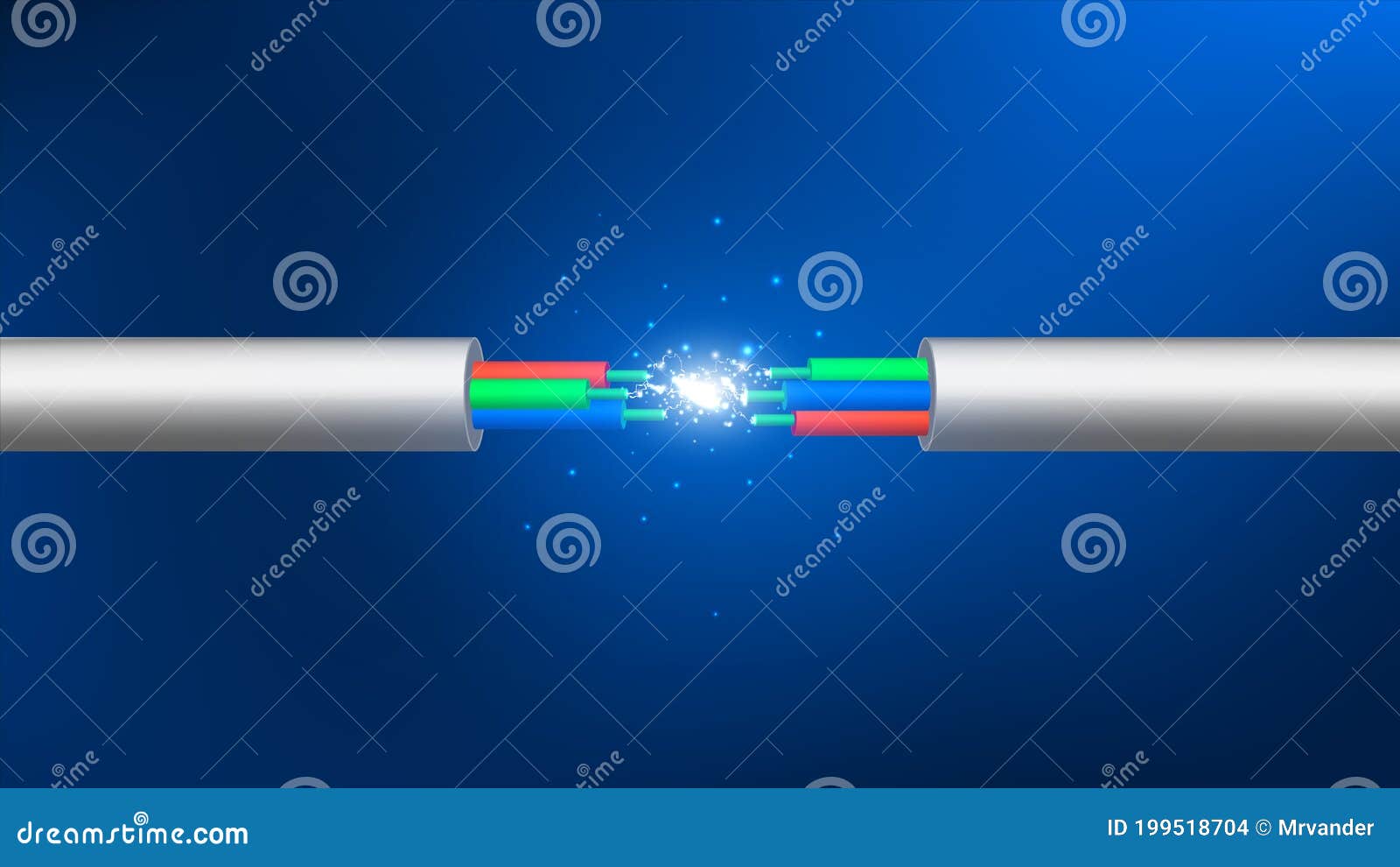 Electric Cable Break. Spark between Two Wires Stock Vector ...