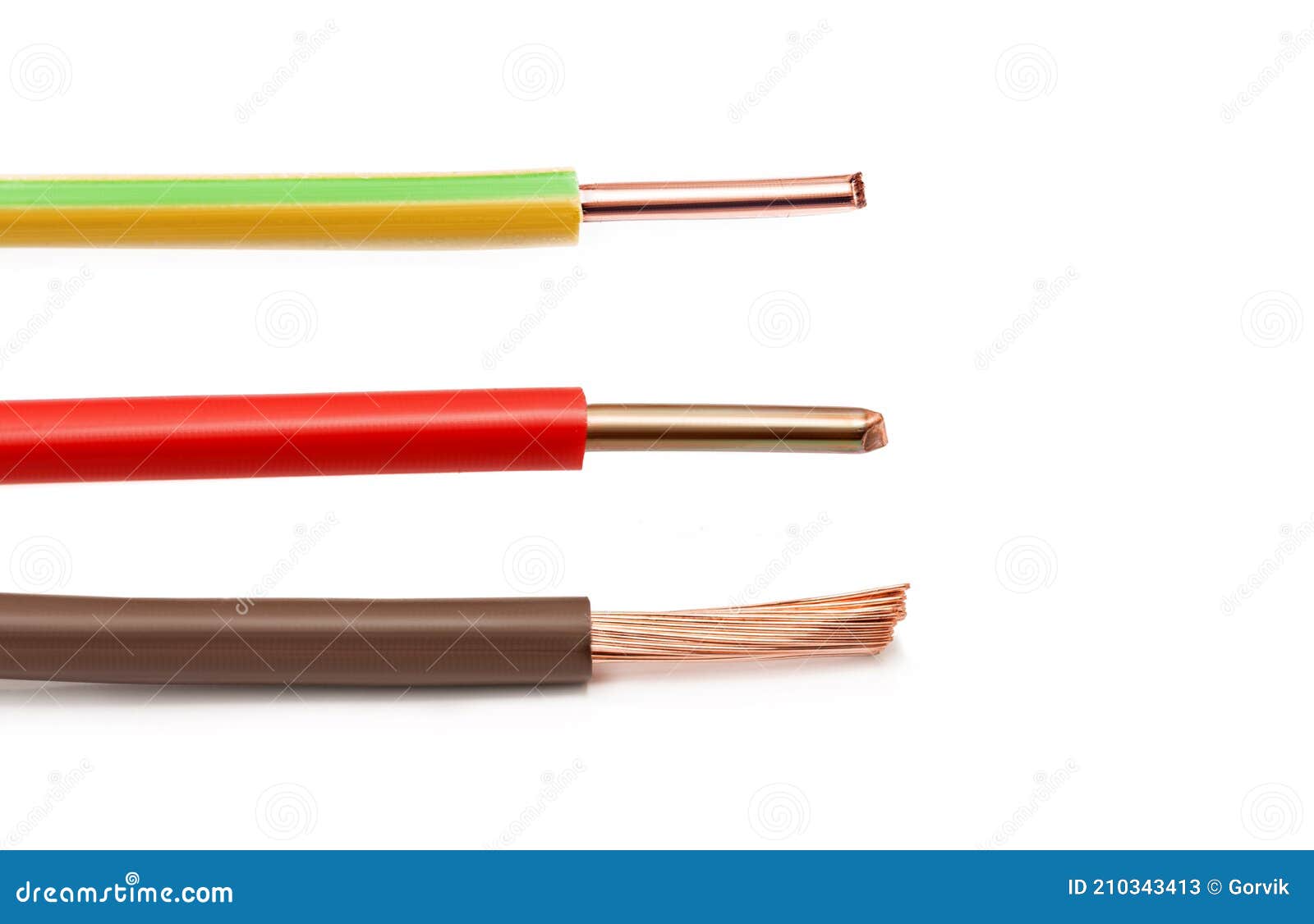 Electric Cable with Different Copper Core Colors Insulator on a White ...