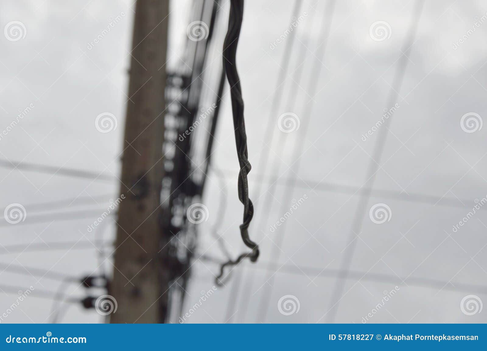 Electric Cable Drop Down from Electric Pole Stock Image - Image of ...