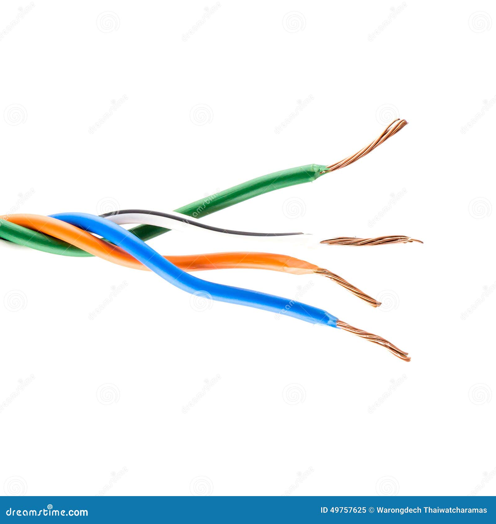 Electric Cable Ends, Isolated on White. Colorful Bundle of Elect Stock ...