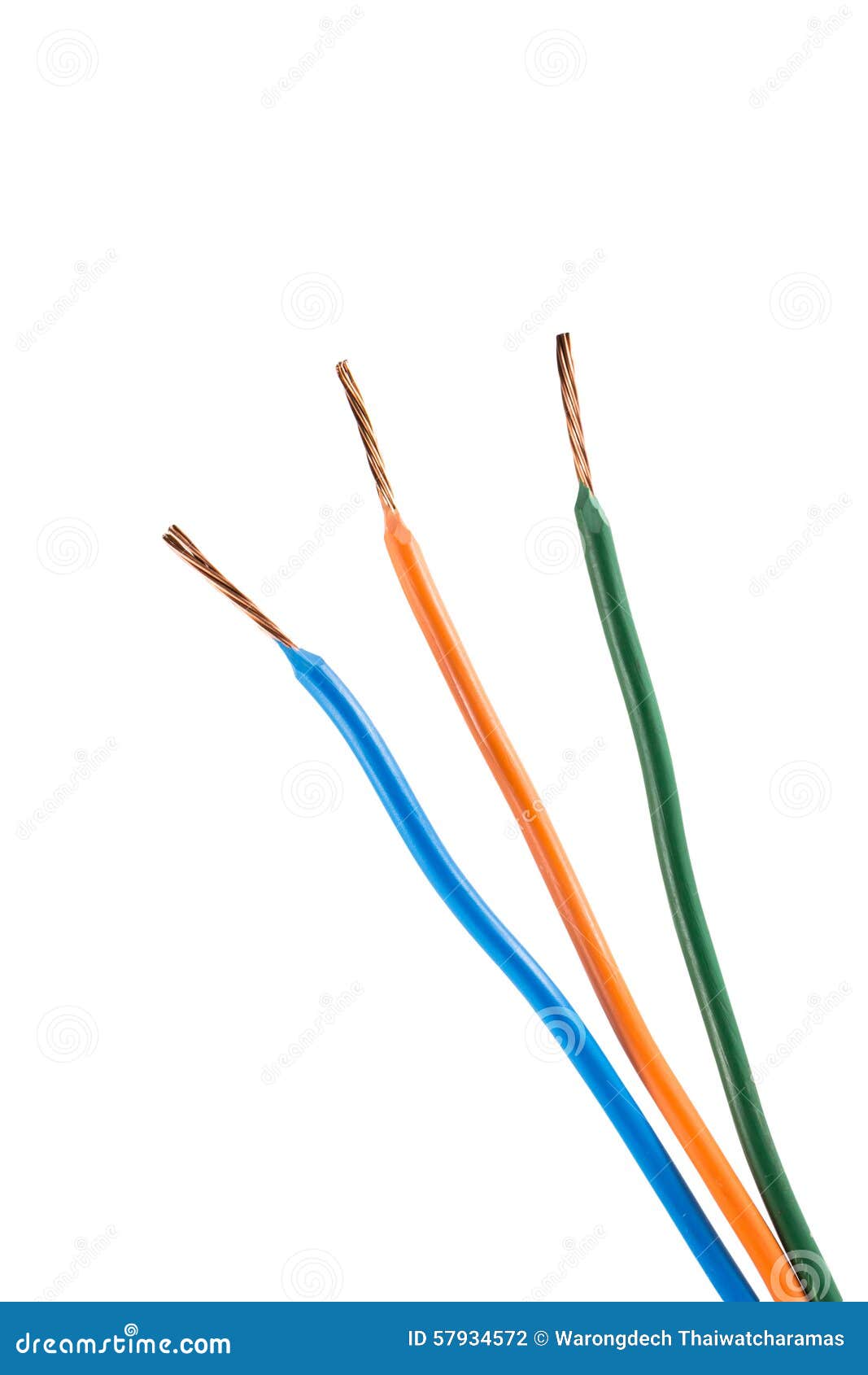 Electric Cable Ends, Isolated on White. Colorful Bundle of Elect Stock ...