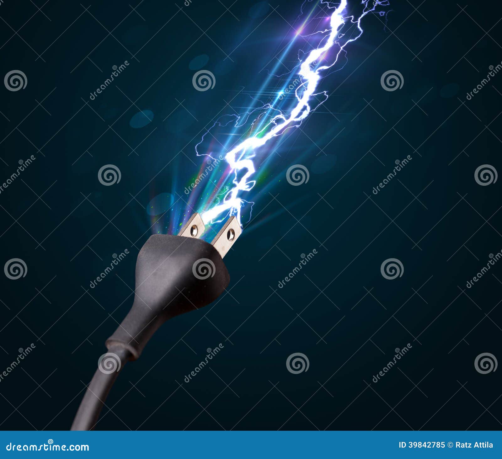 Electric Cable with Glowing Electricity Lightning Stock Image - Image ...